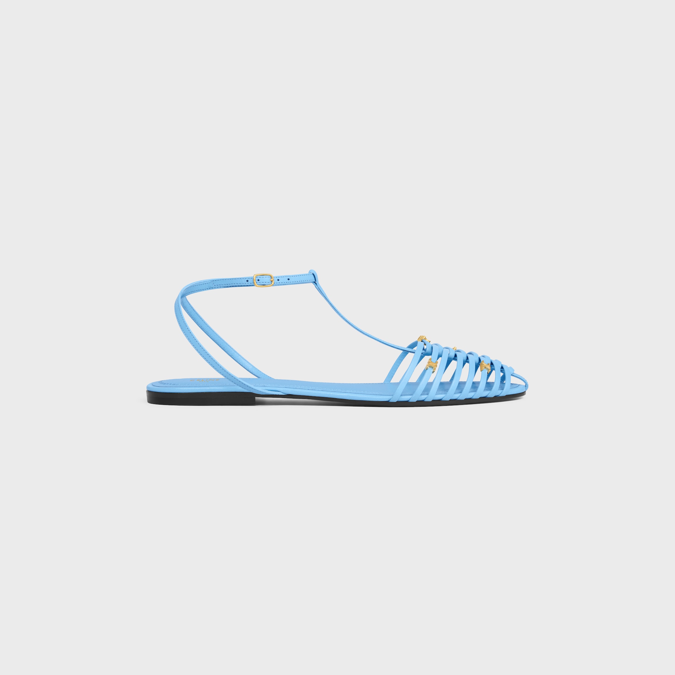 CAGE FLAT SANDAL IN GOATSKIN - SKY BLUE | CELINE