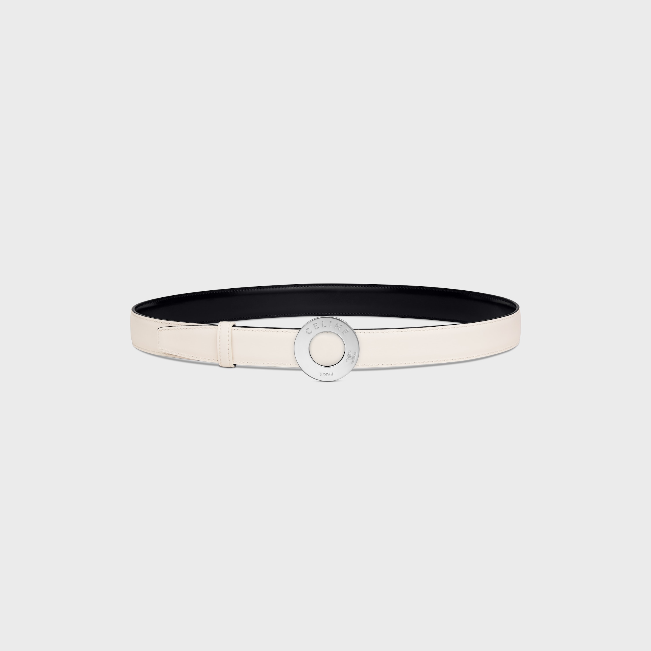 Boucle Celine Disc & LANIERE DE CEINTURE REVERSIBLE 25MM - NOIR / RICE ...