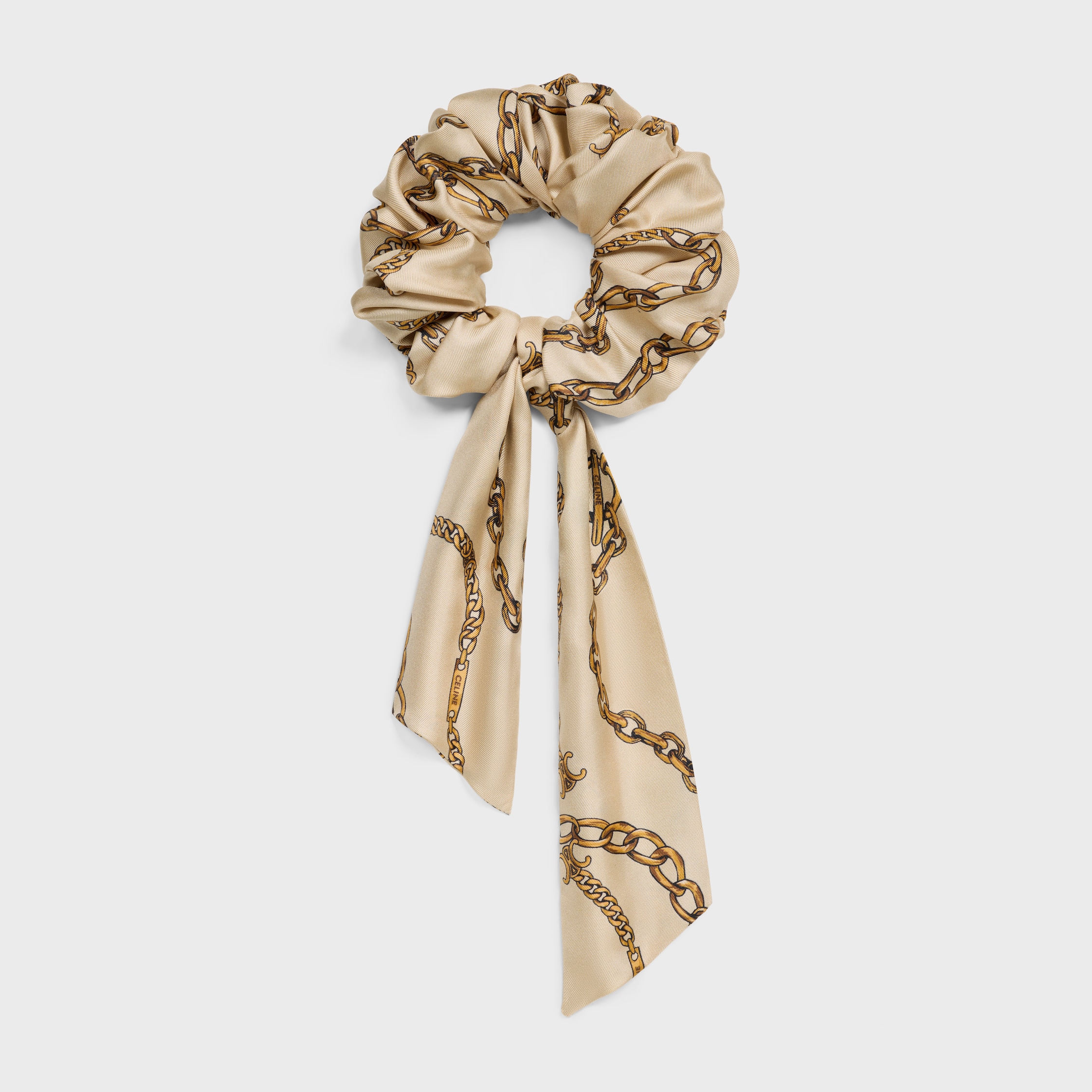 CELINE CHAINS BOW SCRUNCHY IN SILK - | CELINE