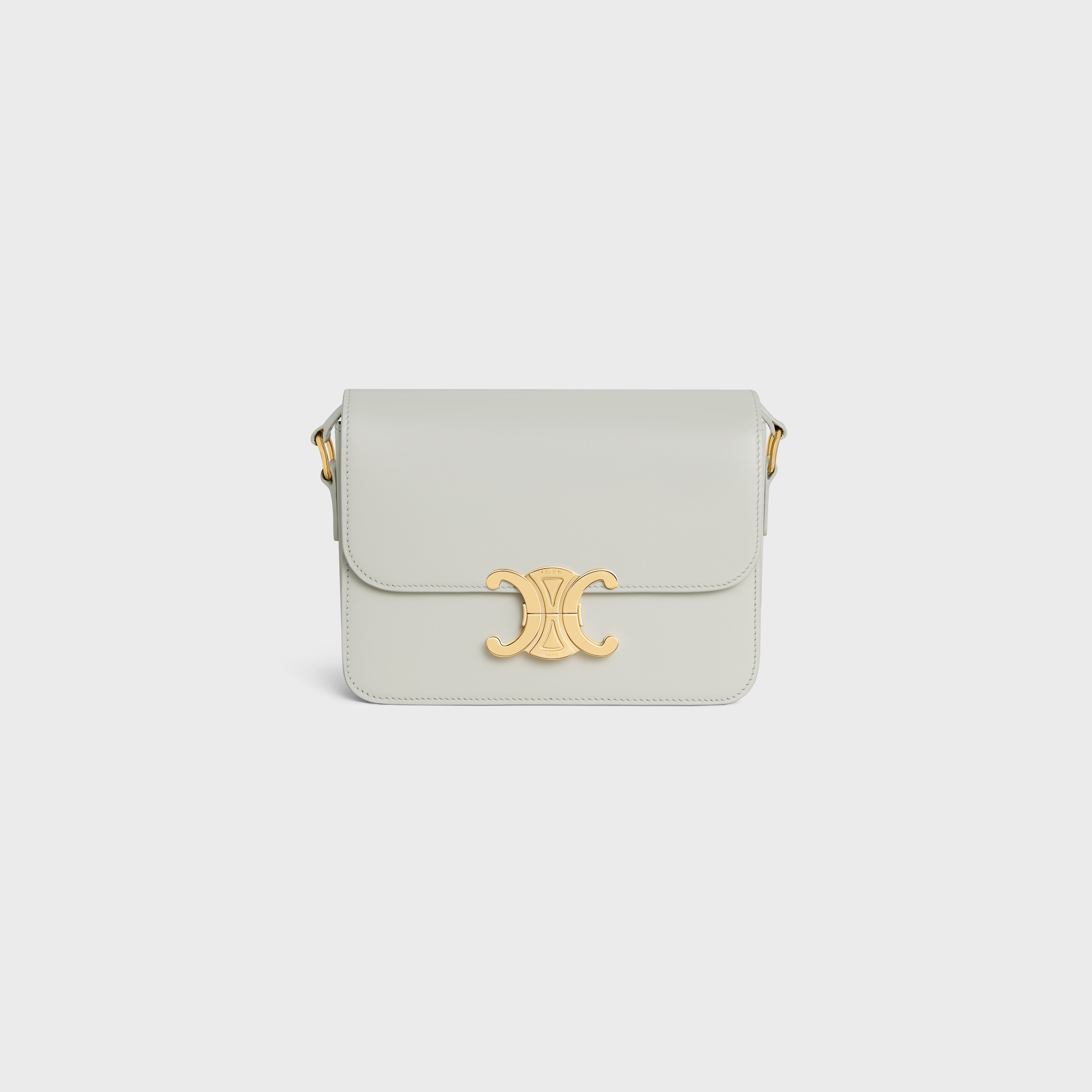 Teen Triomphe Bag in shiny calfskin - CHALK | CELINE