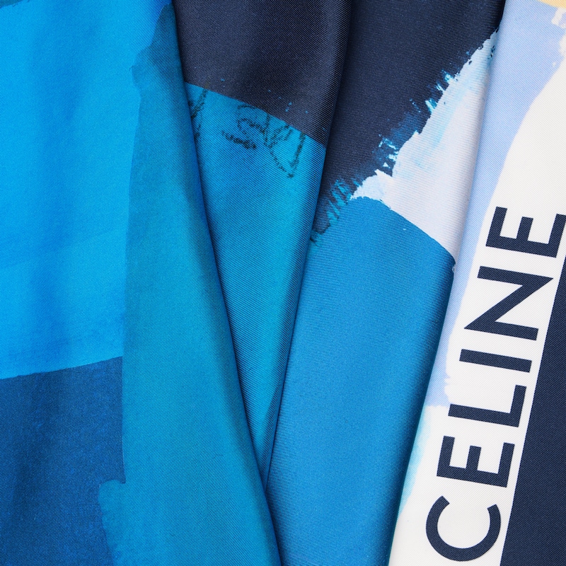 square IN silk twill - SKY BLUE/NAVY/GREY | CELINE
