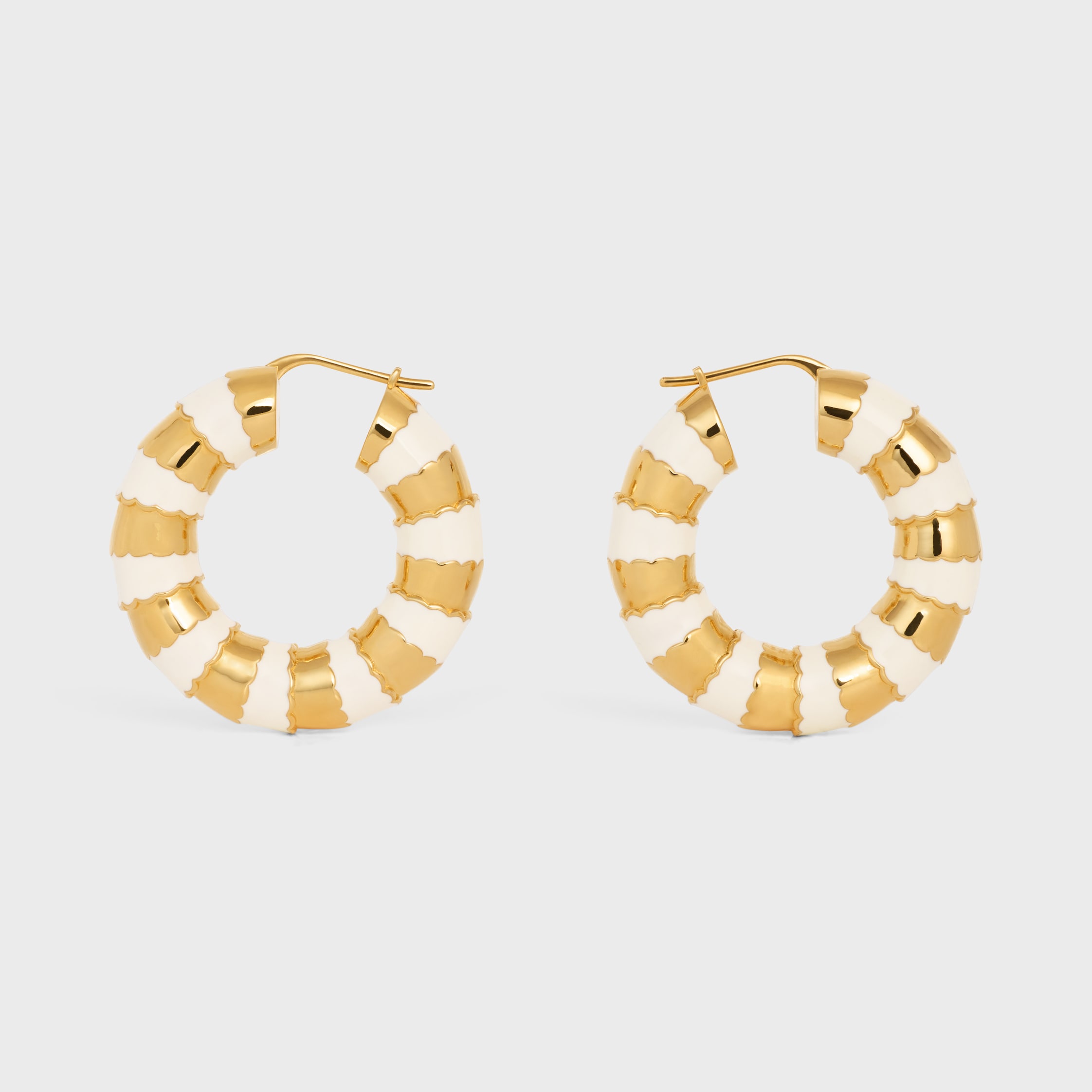 FROSTED HOOPS IN ENAMEL AND BRASS WITH GOLD FINISH - | CELINE