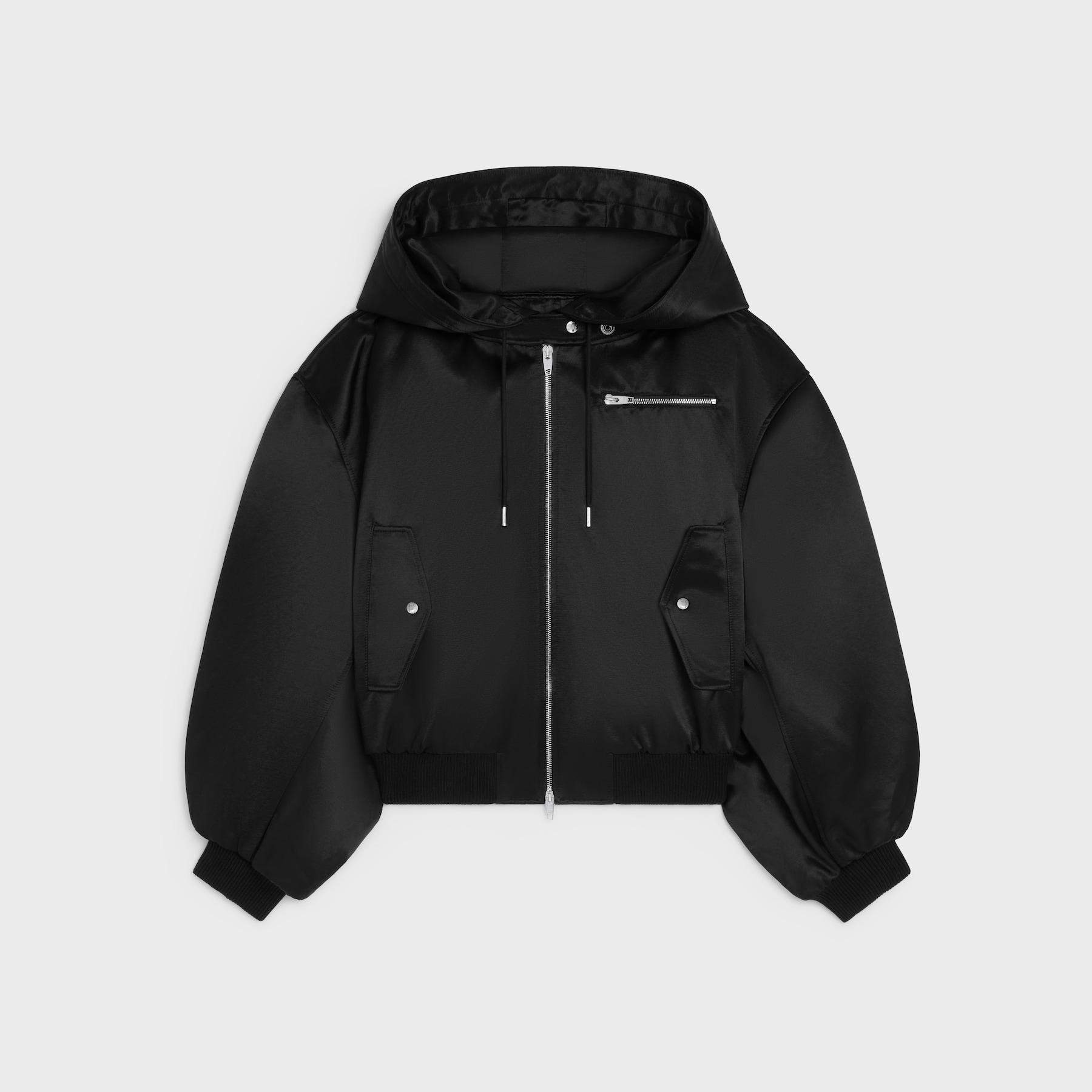 bomber jacket IN cotton satin - BLACK | CELINE