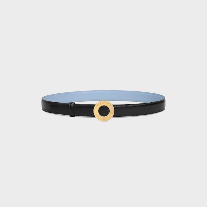 CELINE DISC BUCKLE & REVERSIBLE STRAP 25MM - BLACK / LIGHT DENIM | CELINE