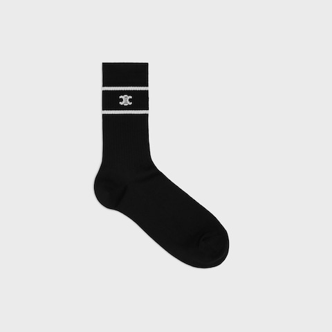 triomphe socks IN striped cotton - BLACK | CELINE