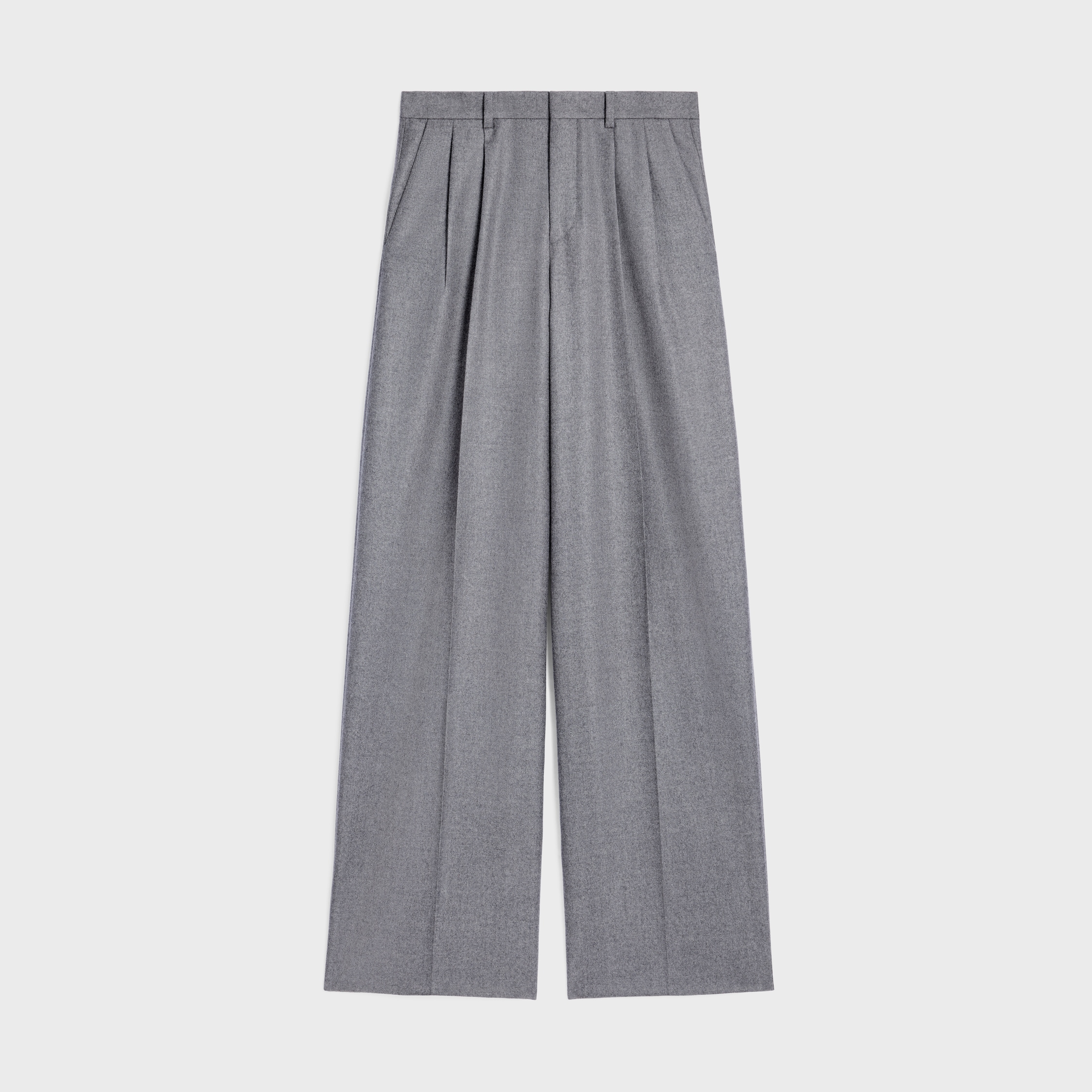 pantalon à plis FLANELLE CACHEMIRE - GRIS MELANGE | CELINE