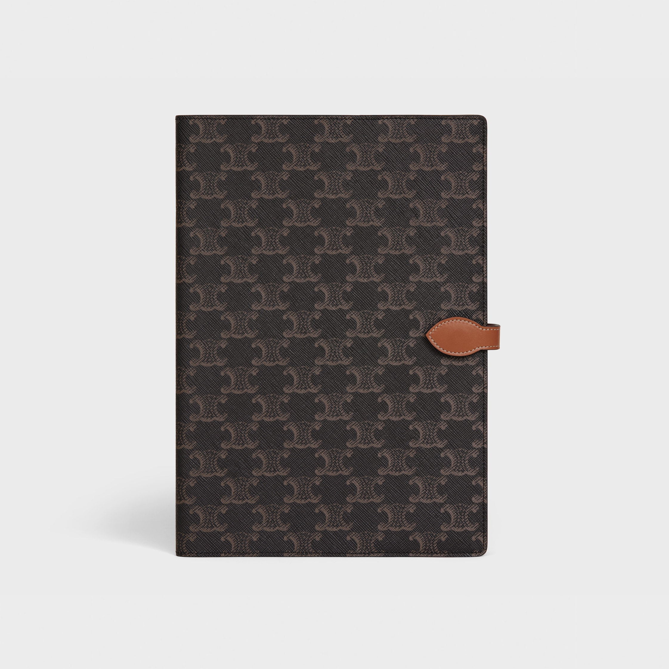 Large notebook cover in triomphe canvas and calfskin - TAN | CELINE