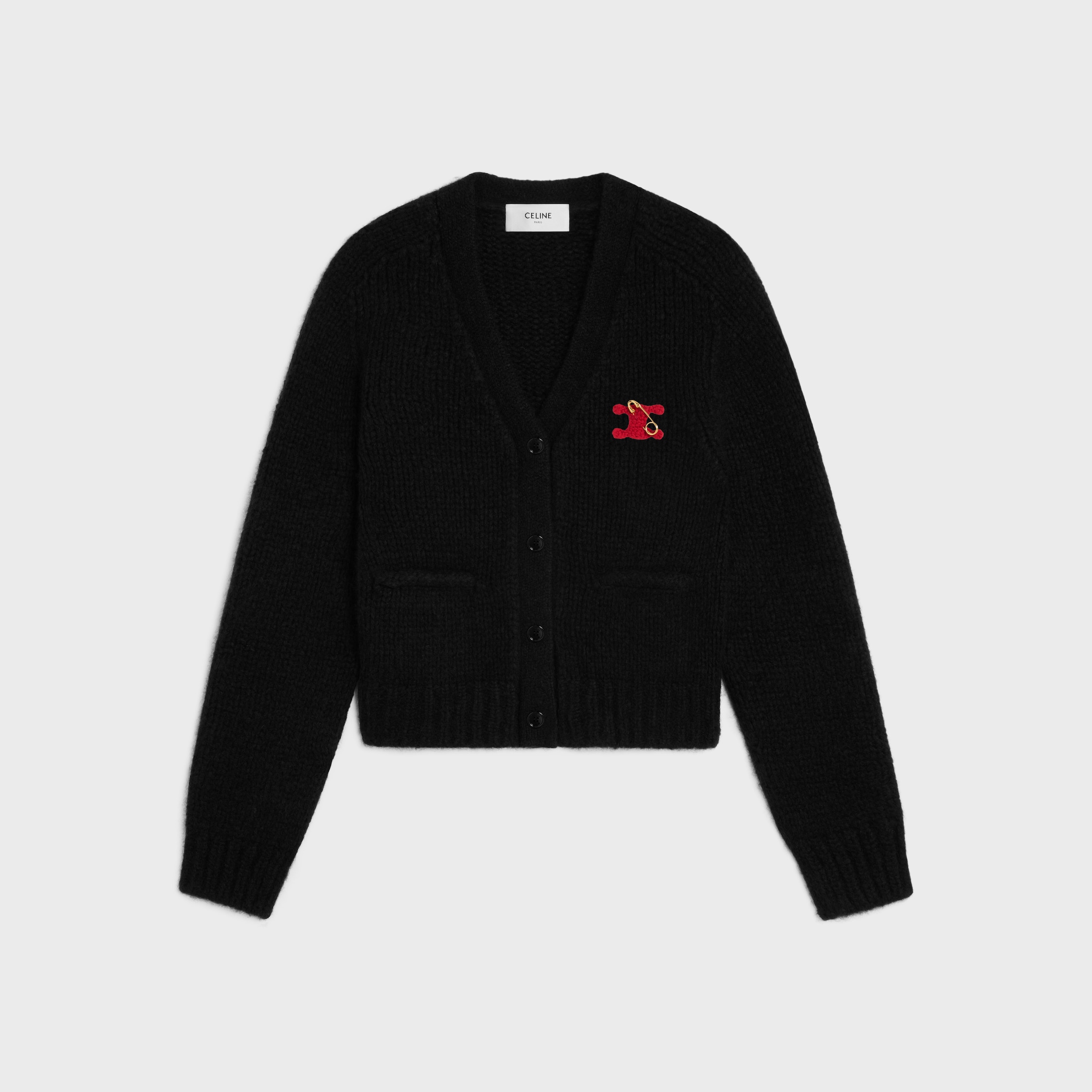 cardigan IN cashmere silk - BLACK/RED | CELINE