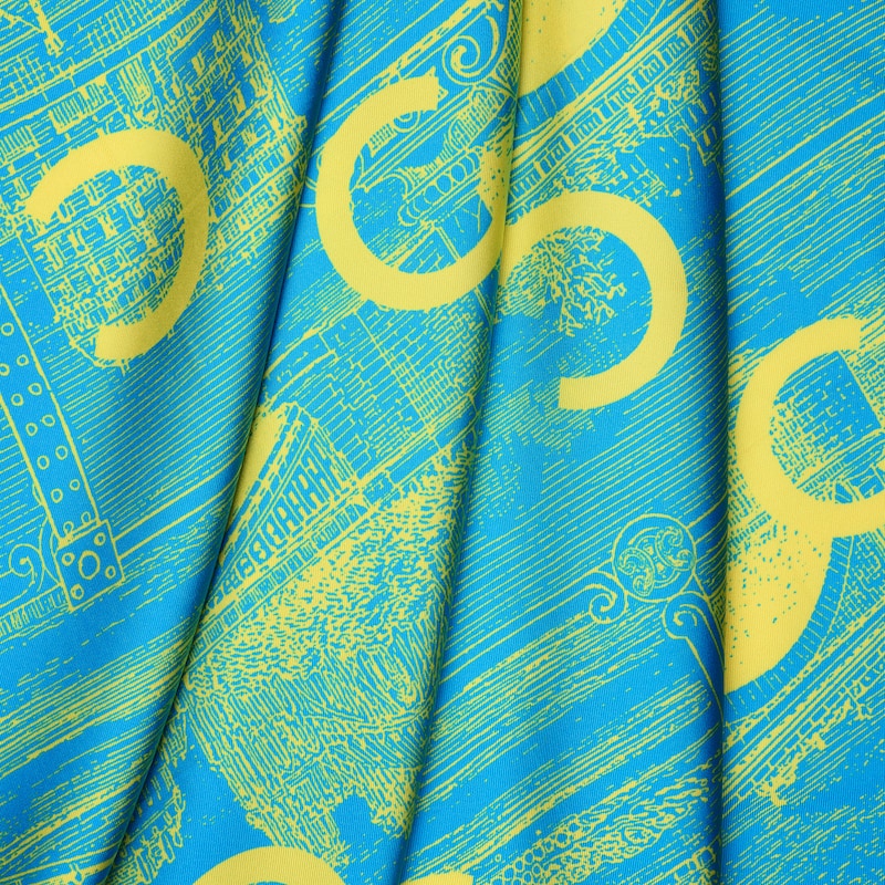 square IN silk twill - BLUE / YELLOW | CELINE