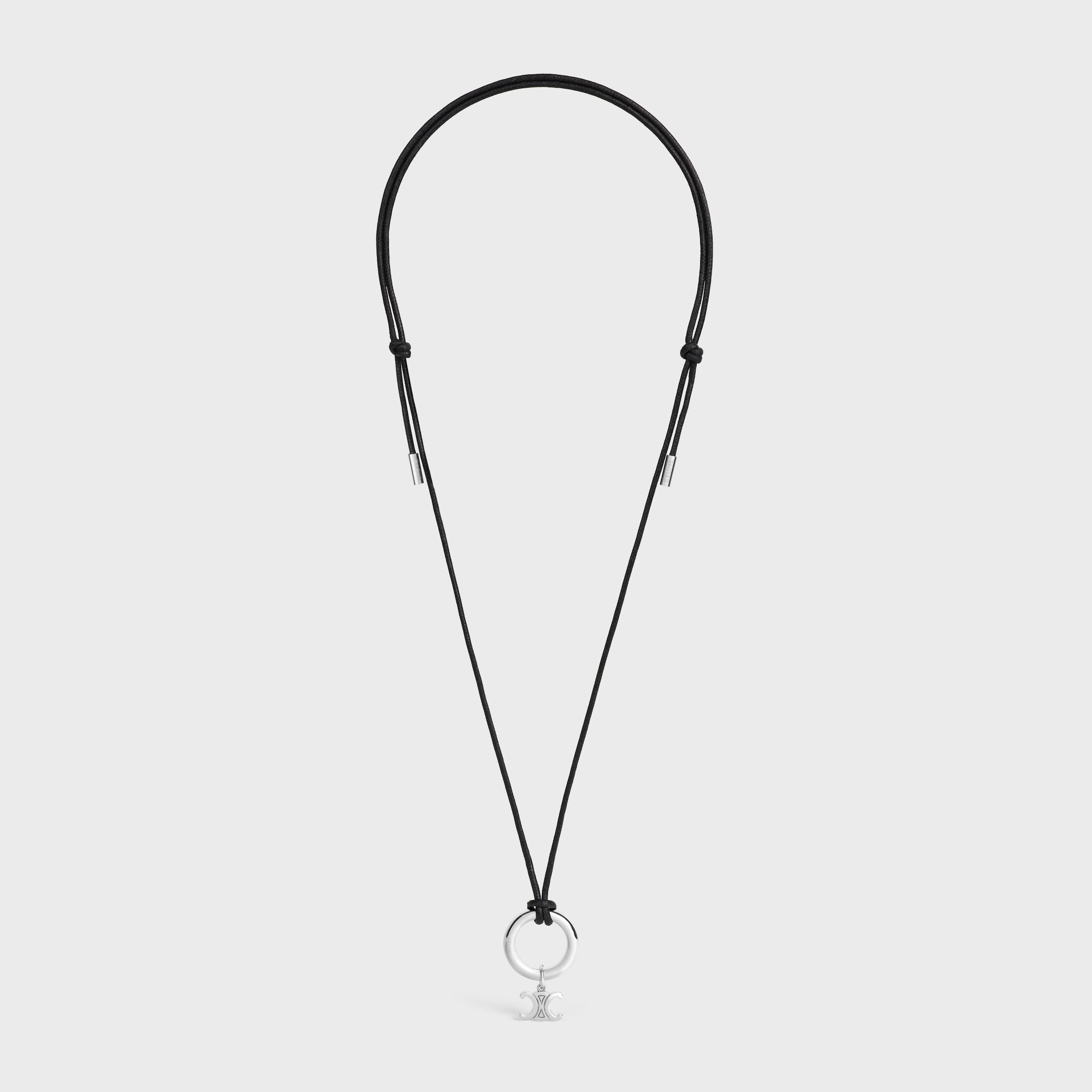 COLLIER TRIOMPHE CELINE CHARMS EN COTTON ET LAITON RHODIÉ - BLACK ...