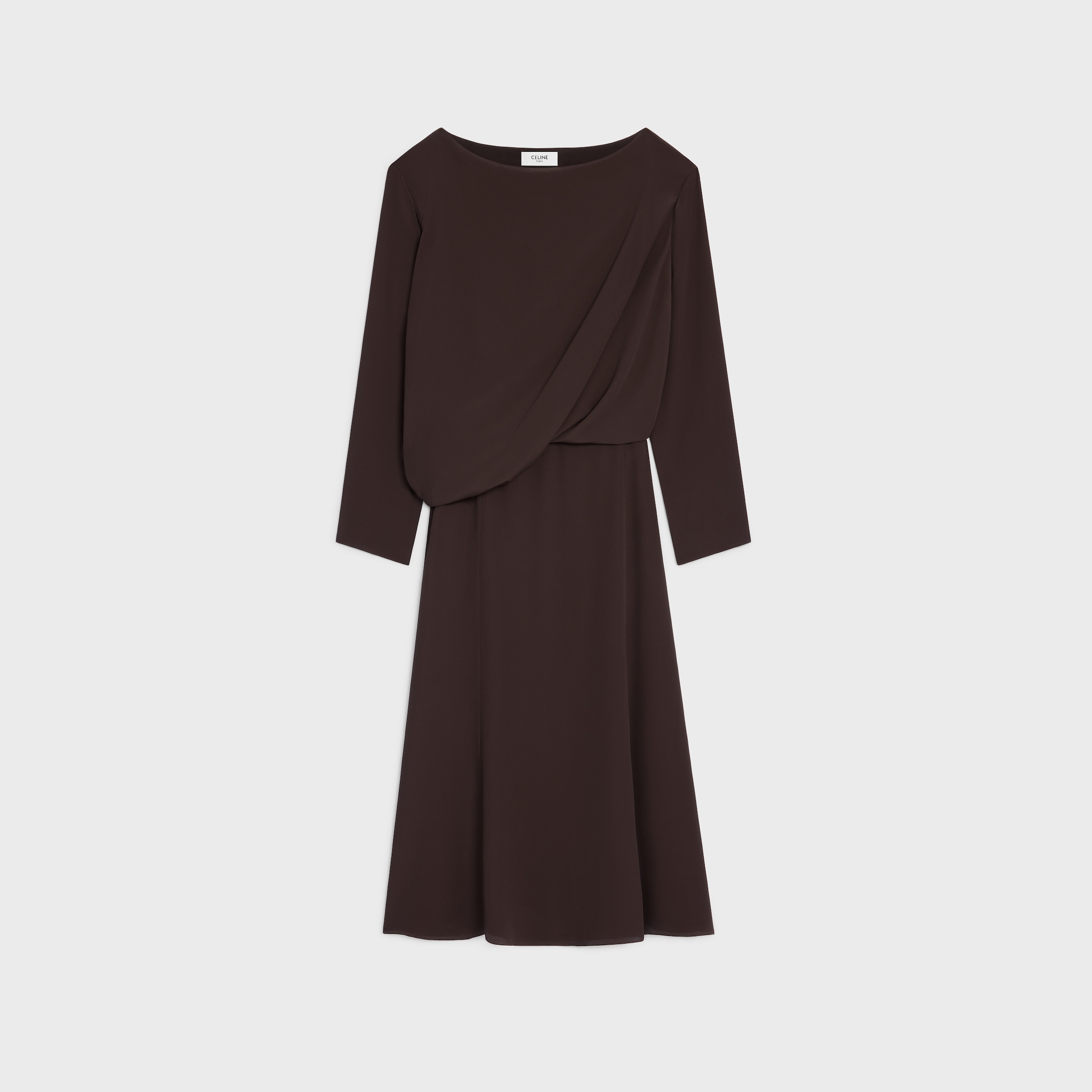 DRAPED DRESS IN ACETATE SILK CREPE - | CELINE
