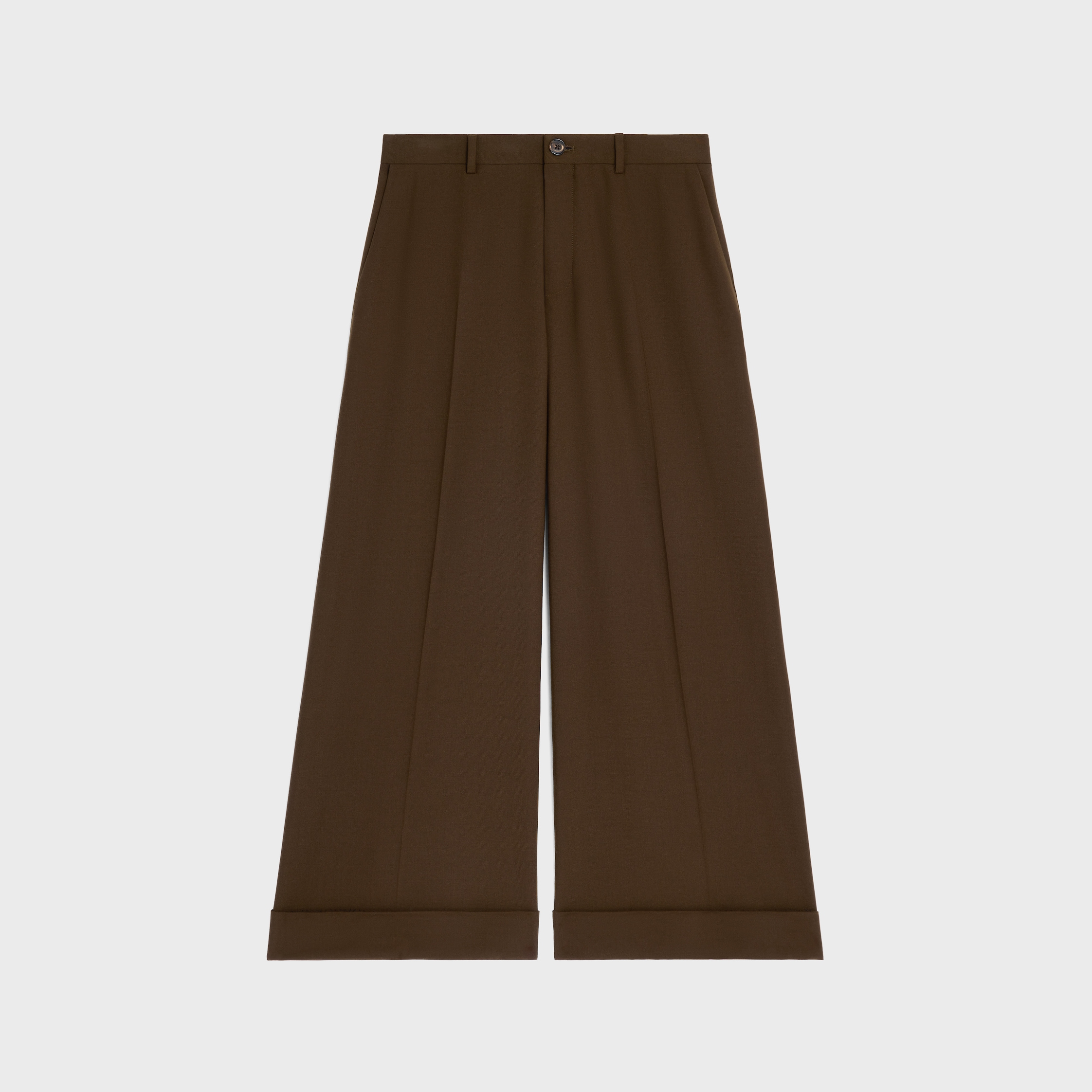 pantalon docks gabardine de laine stretch - KAKI MARRON | CELINE