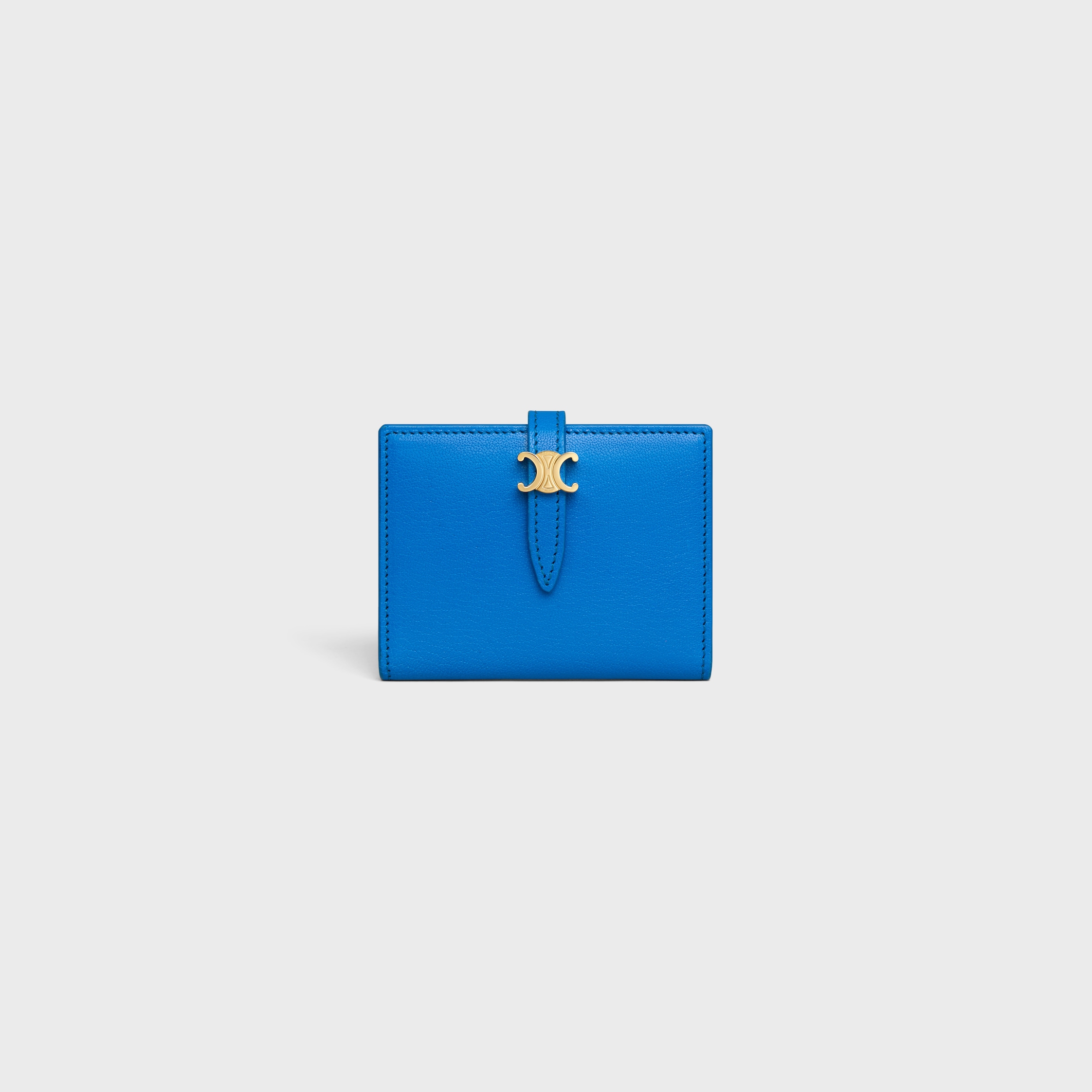 BI-FOLD CARD HOLDER TRIOMPHE PONTET IN GOATSKIN - ULTRA BLUE | CELINE