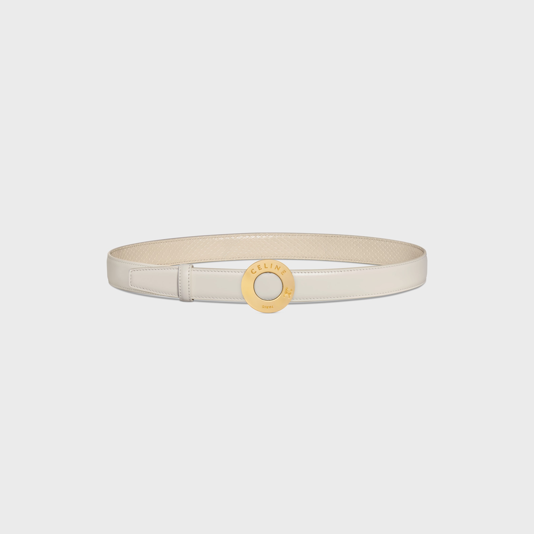 Boucle Celine Disc & LANIERE DE CEINTURE REVERSIBLE 25MM - Rice / Crème ...