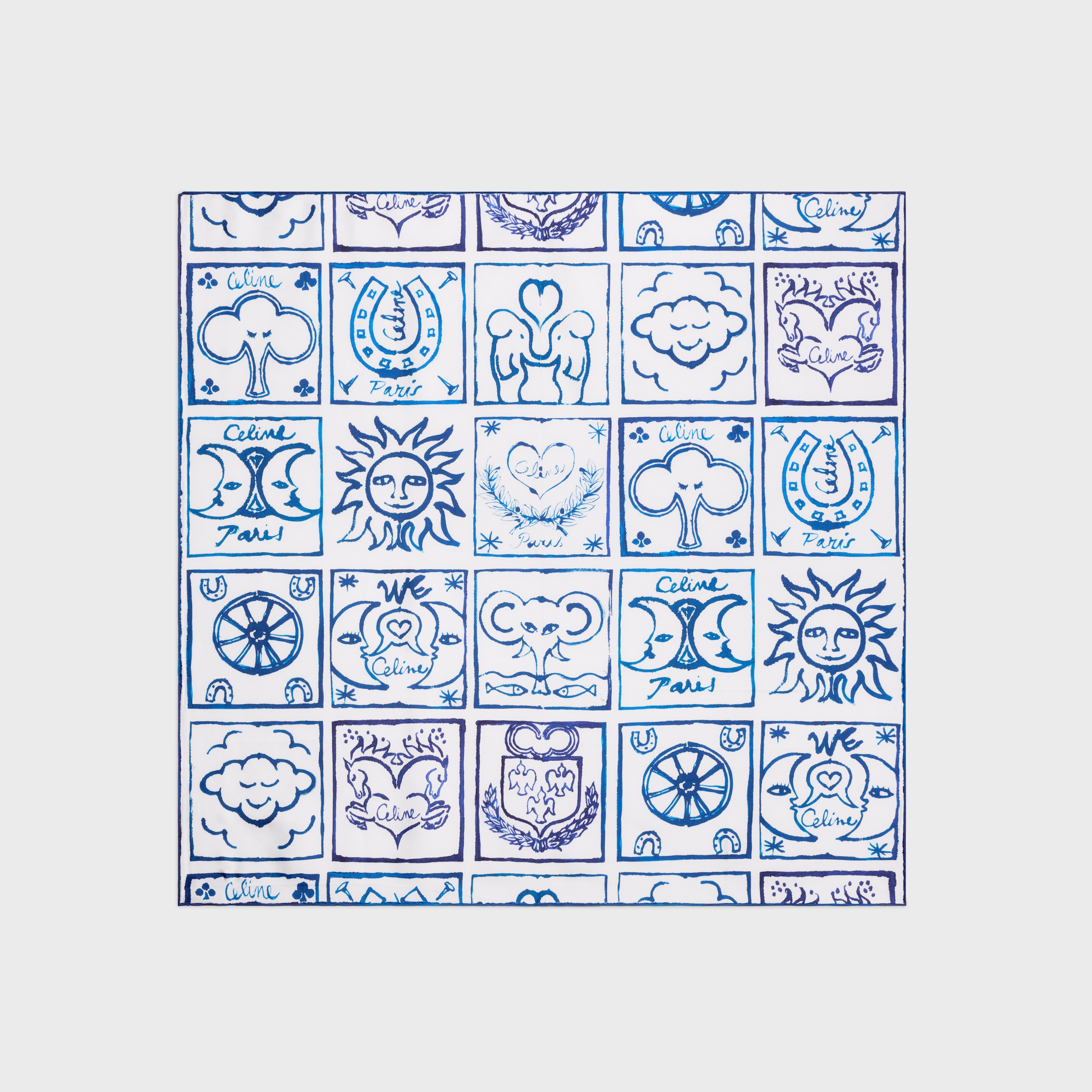 square IN silk twill - WHITE/BLUE | CELINE