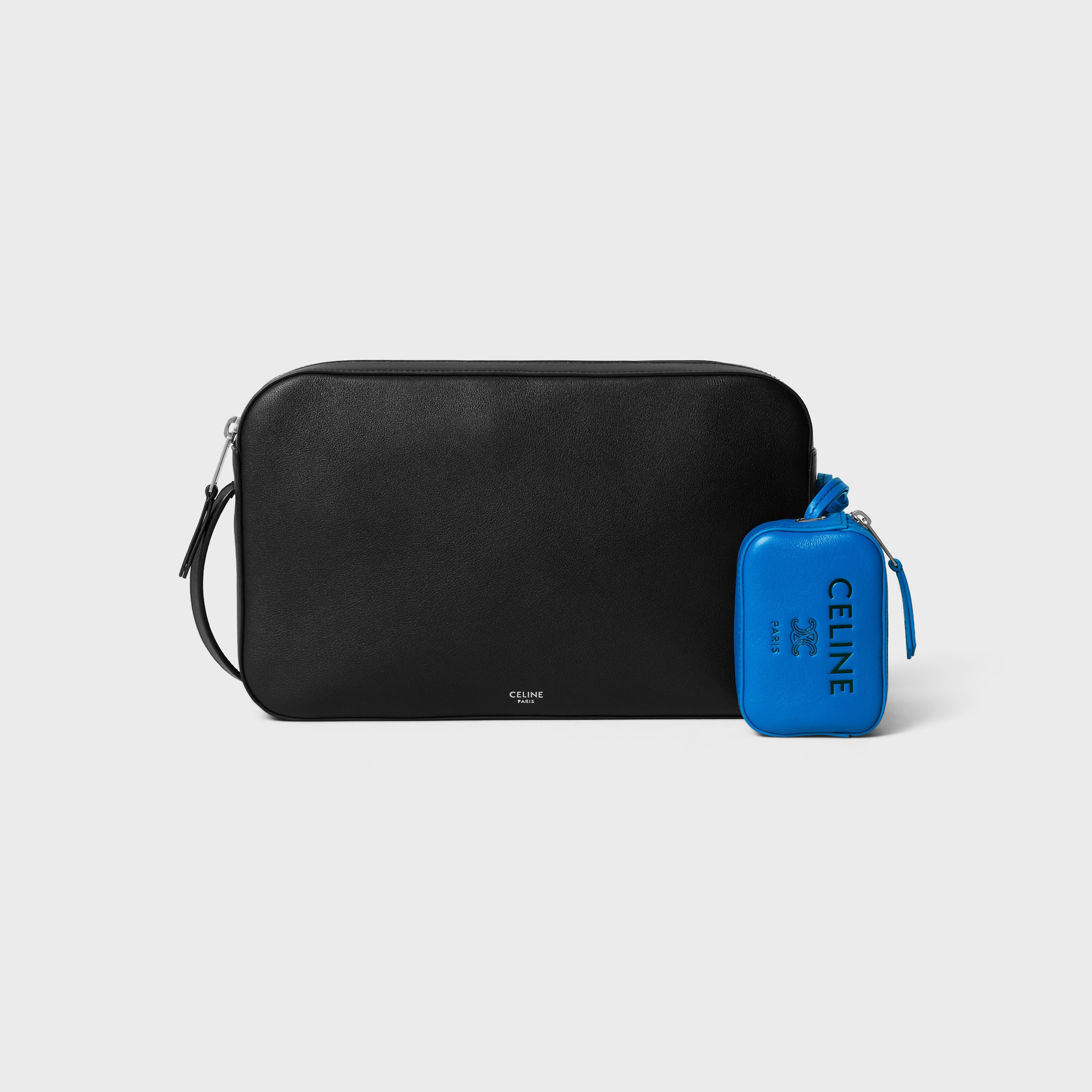 MESSENGER-BAG MIT ANHÄNGER AUS GLATTEM KALBSLEDER UND LAMMLEDER ...