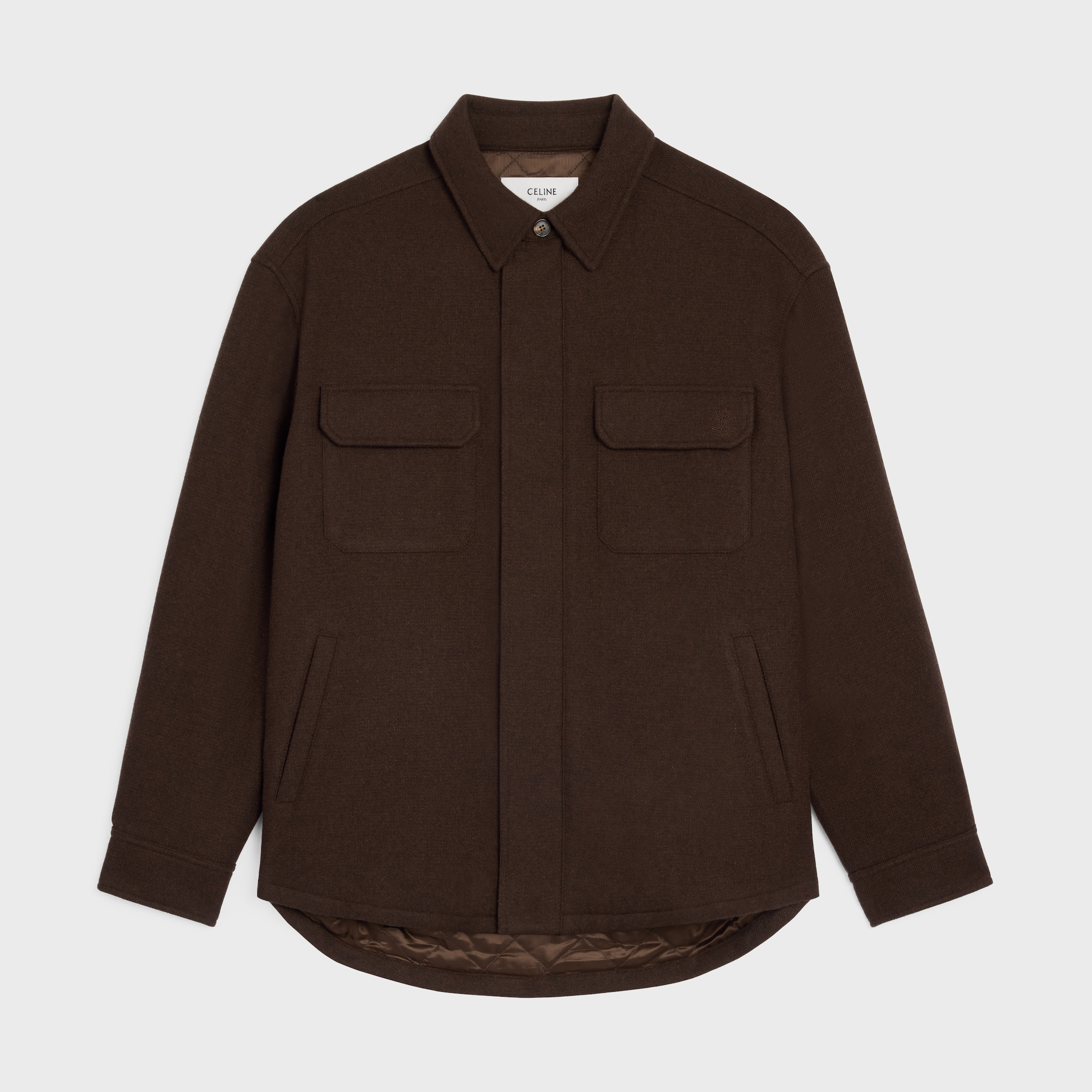 OVERSHIRT IN WOOL FLANNEL - | CELINE
