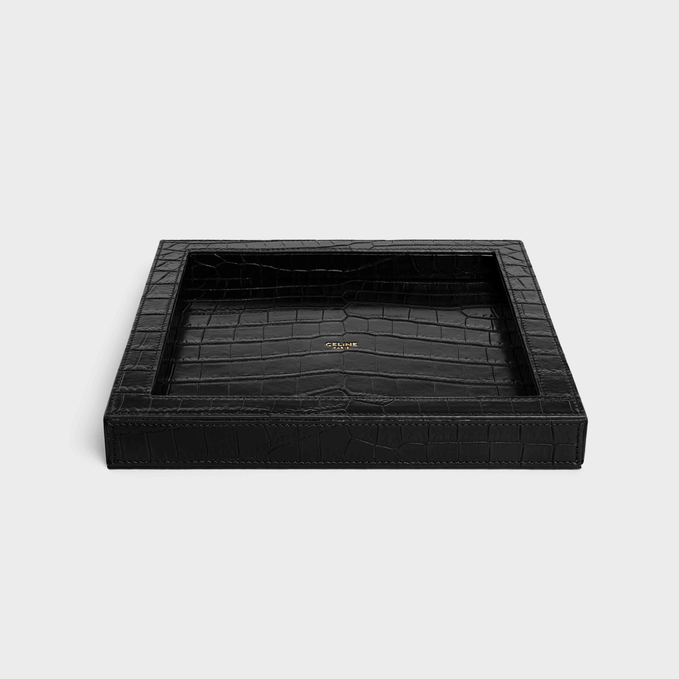 SQUARED TRAY IN CROCODILE - BLACK | CELINE