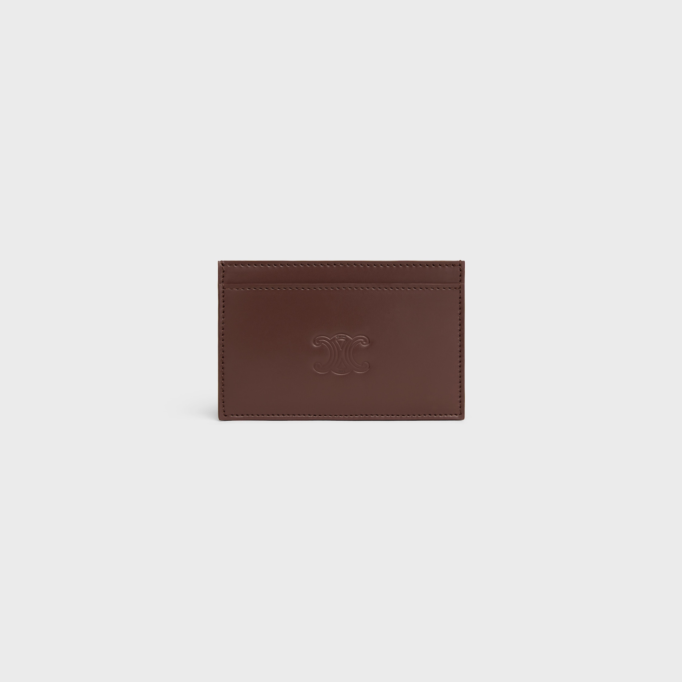 Card holder in Satinated calfskin with triomphe embossed - CHESTNUT ...