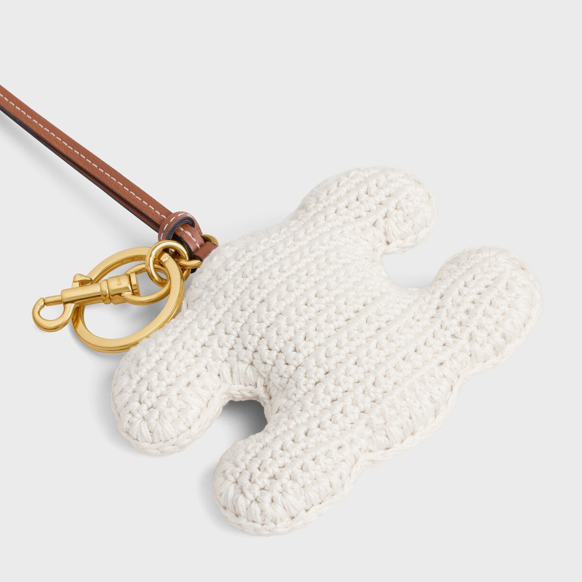 TRIOMPHE pom-pom keyring in COTTON CROCHET with Gold Finishing ...