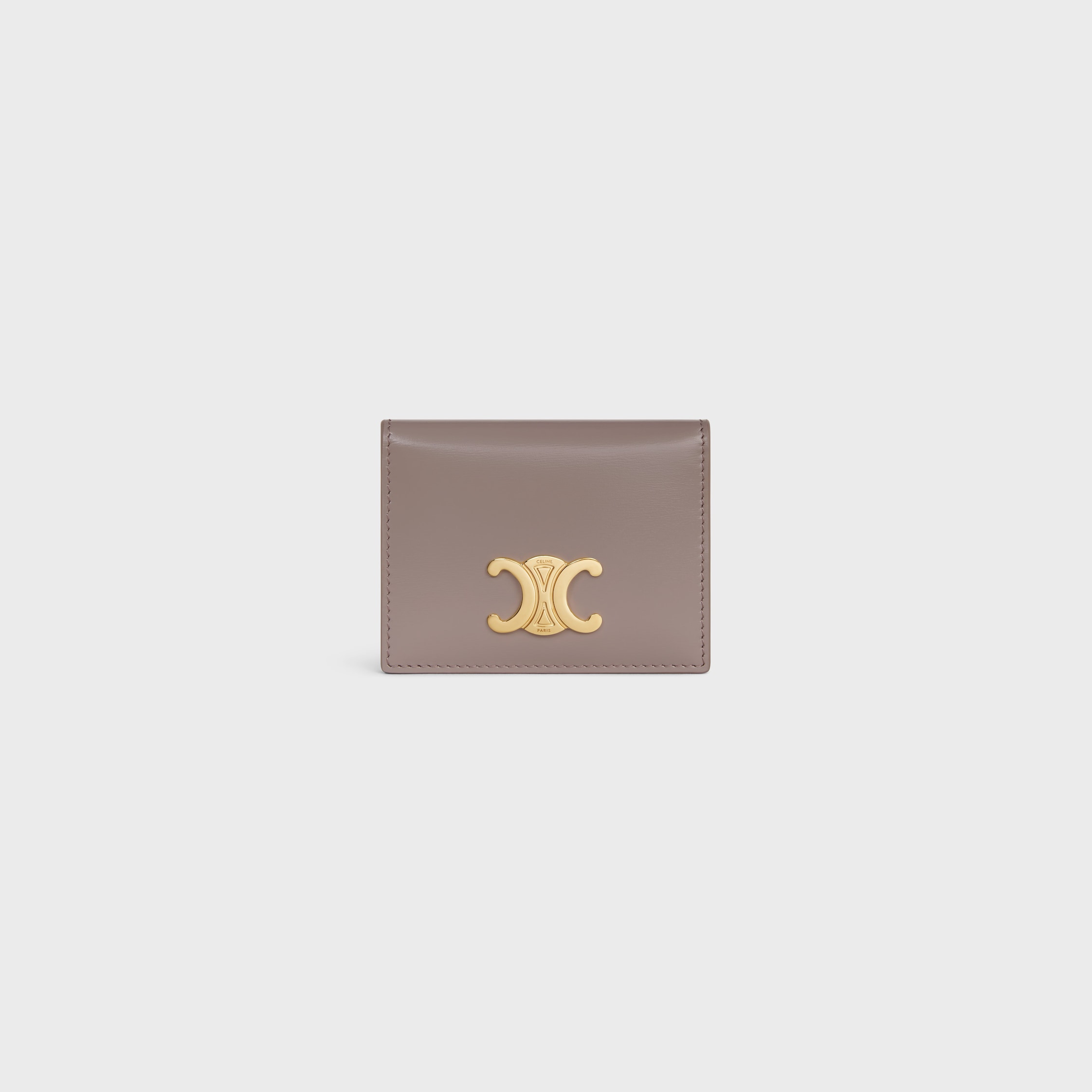BI-FOLD CARD HOLDER TRIOMPHE IN Shiny calfskin - PEBBLE | CELINE