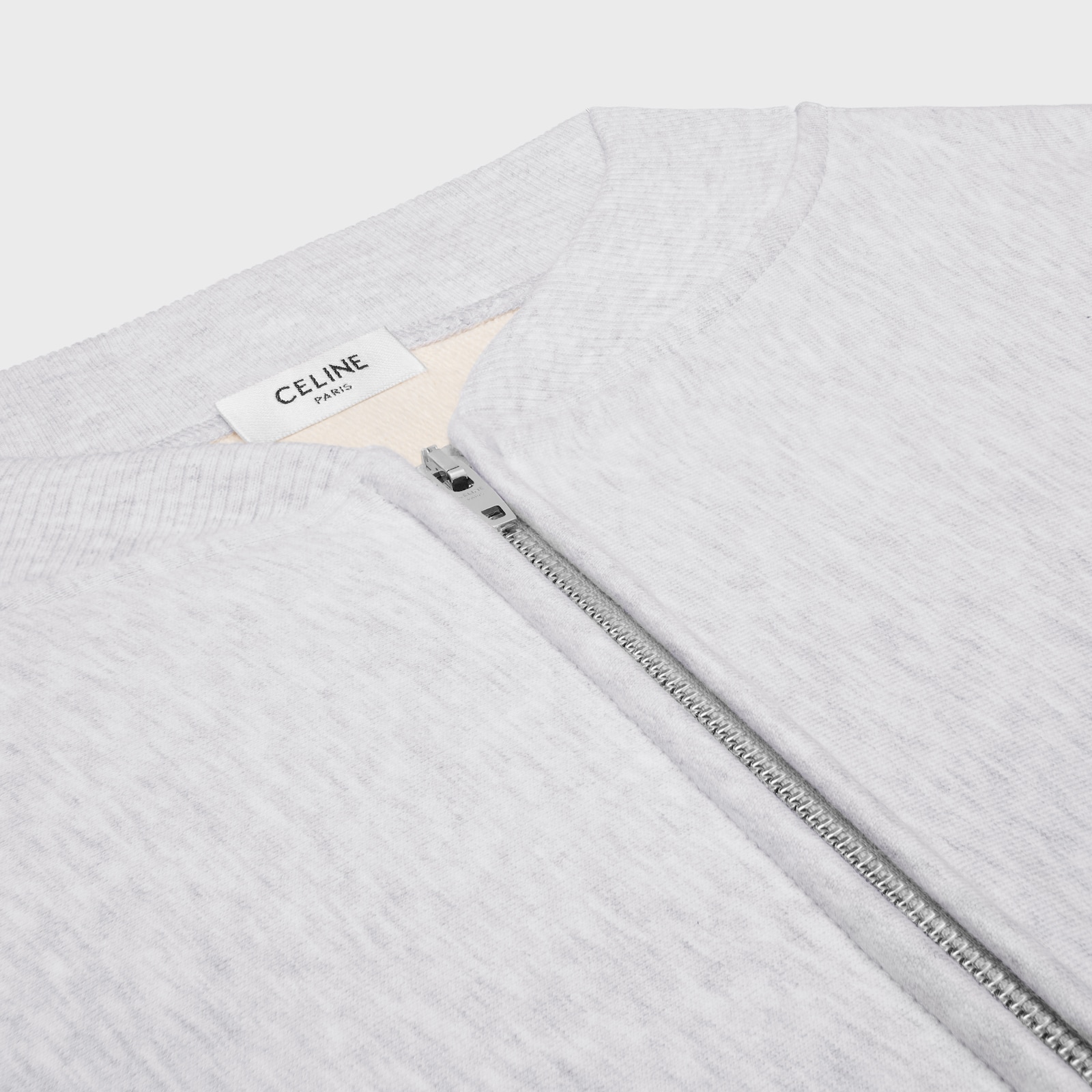 teddy jacket IN cotton fleece - PALE GREY/ OFF WHITE | CELINE