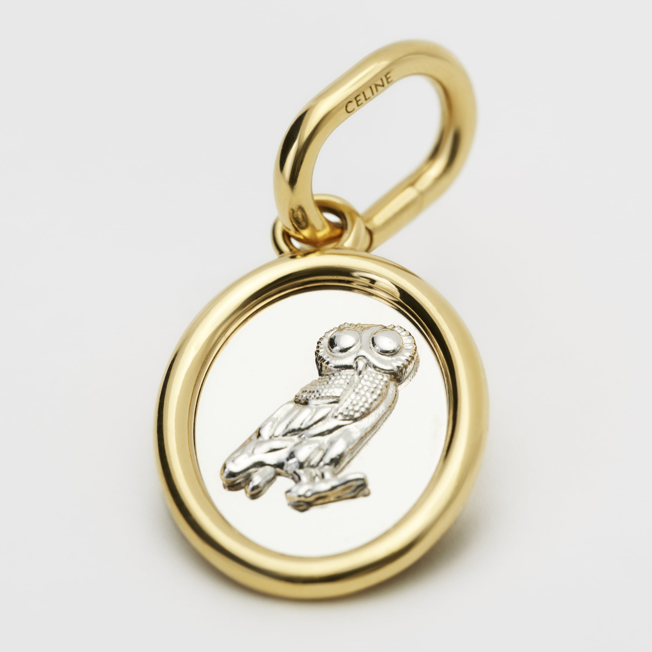 CELINE CHARMS OWL MEDAL IN BRASS WITH GOLD AND RHODIUM FINISH - GOLD ...