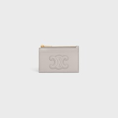 Zipped Card Holder Cuir Triomphe IN SHINY CALFSKIN - Soft Grey | CELINE