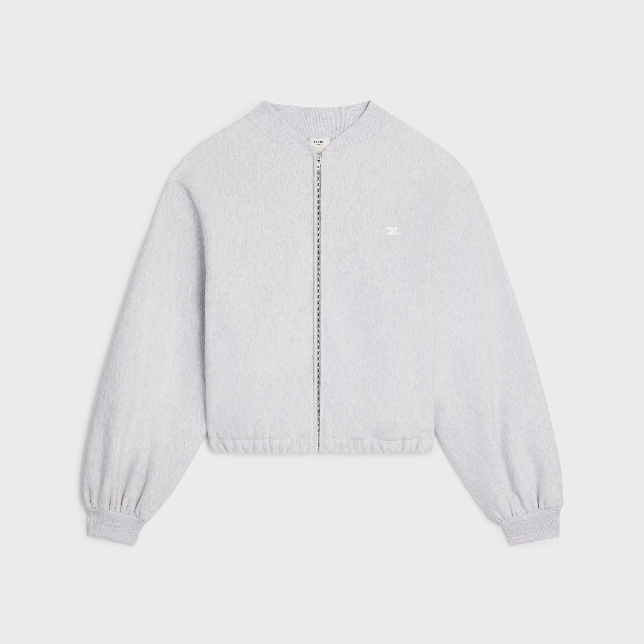 jaqueta teddy EM fleece de algodão - CINZA PÁLIDO/ OFF WHITE | CELINE