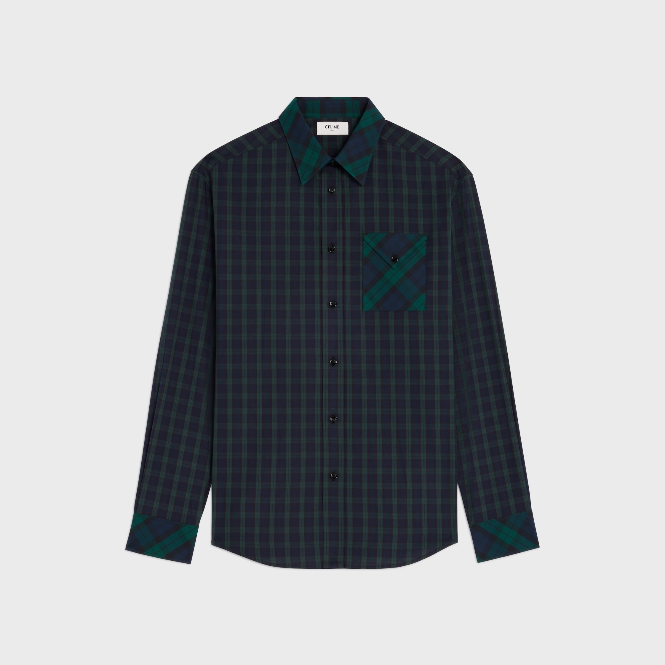 shirt IN TARTAN COTTON - NAVY/GREEN | CELINE