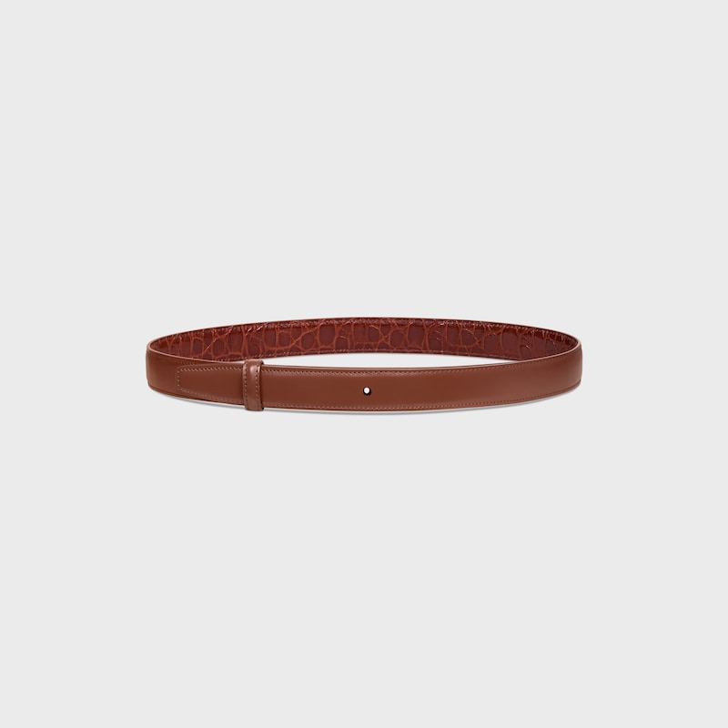 Reversible Strap 25MM IN TAURILLON LEATHER AND CROCODILE EMBOSSED ...