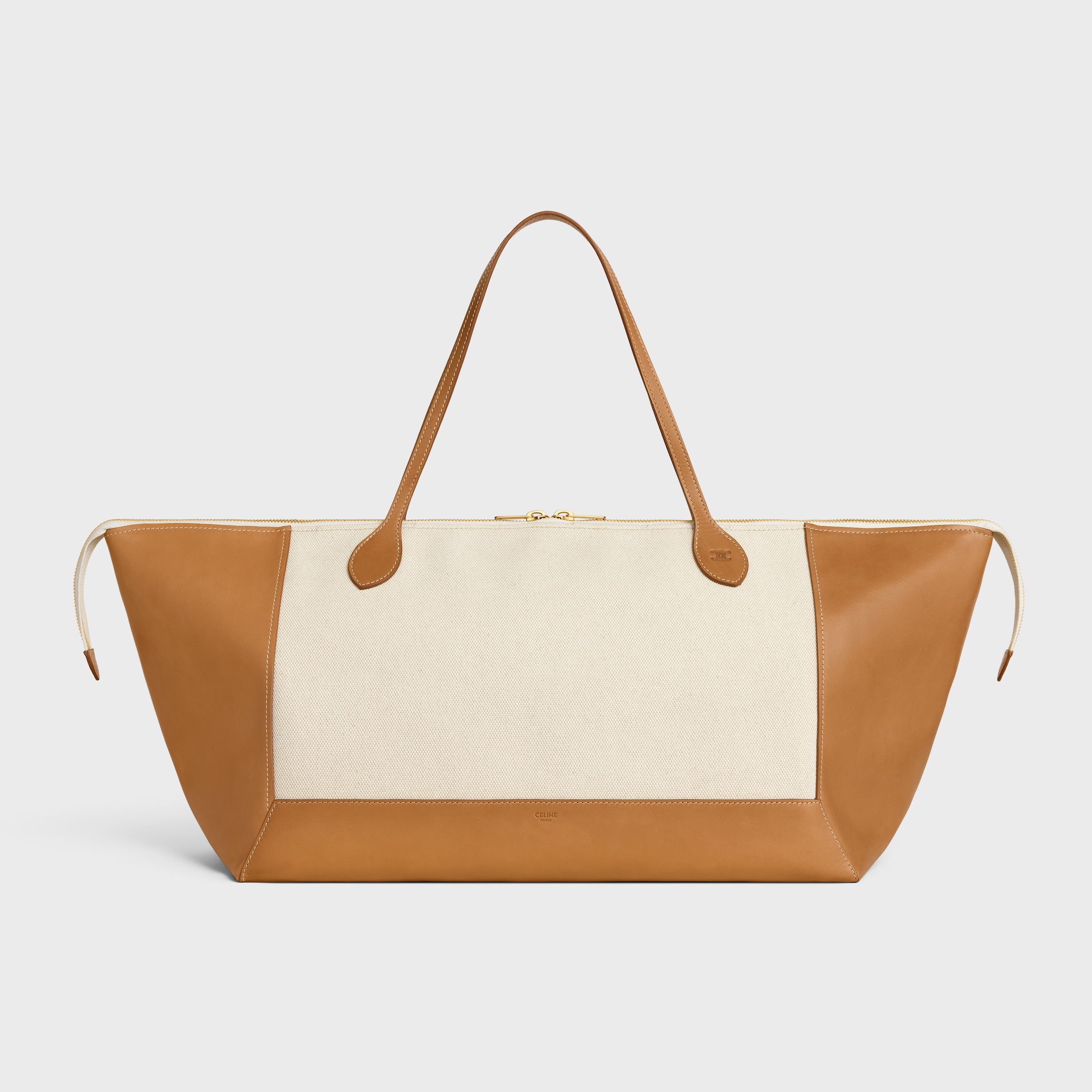CABAS FRAME EAST WEST TEXTILE ET VEAU - NATUREL / MIEL | CELINE