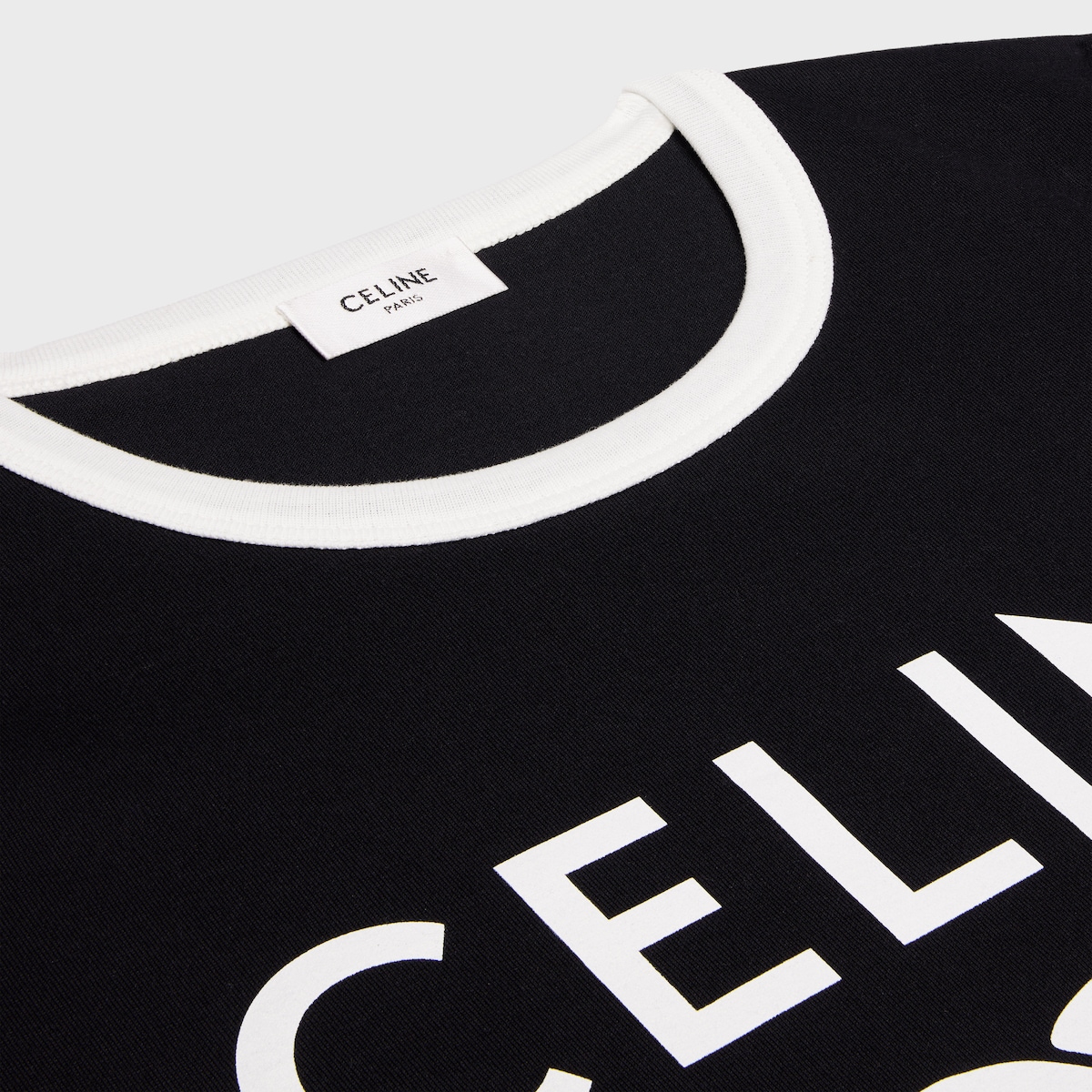 CELINE PARIS T-SHIRT IN COTTON JERSEY - BLACK / WHITE | CELINE
