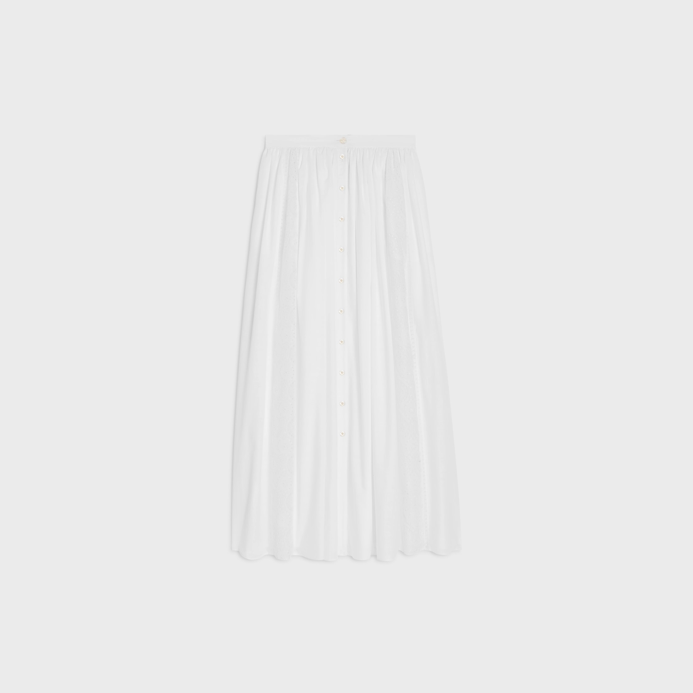 jupe midi brodée batiste de coton - BLANC | CELINE