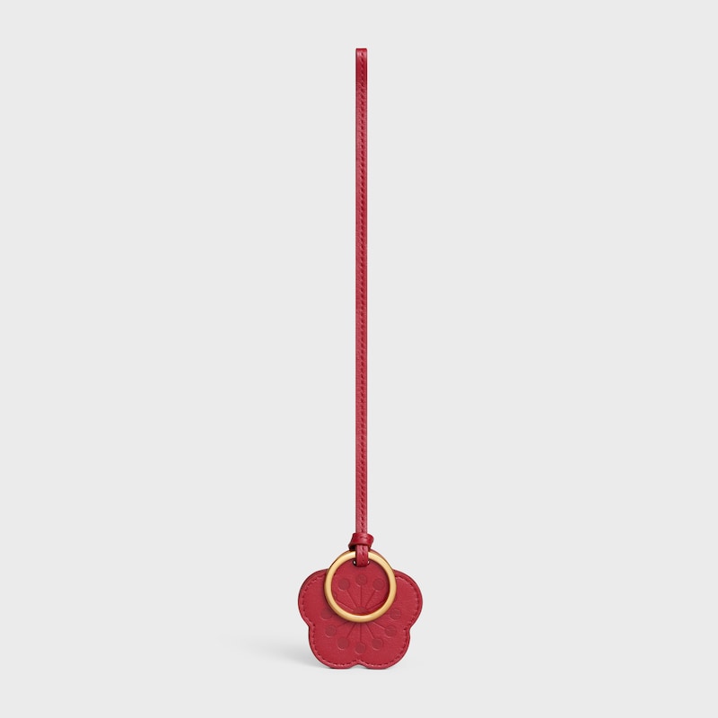 PLUM FLOWER CHARM IN Smooth calfskin - RED | CELINE