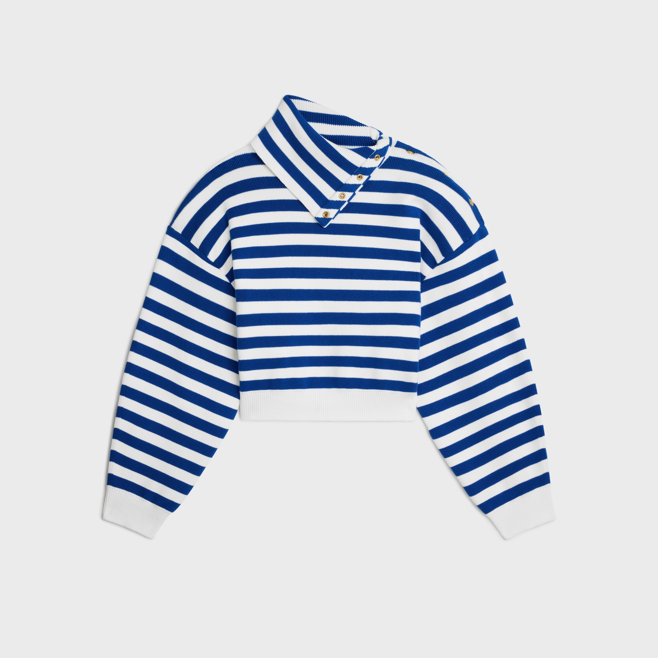 maglia a collo alto in cotone - BIANCO/BLU REALE | CELINE