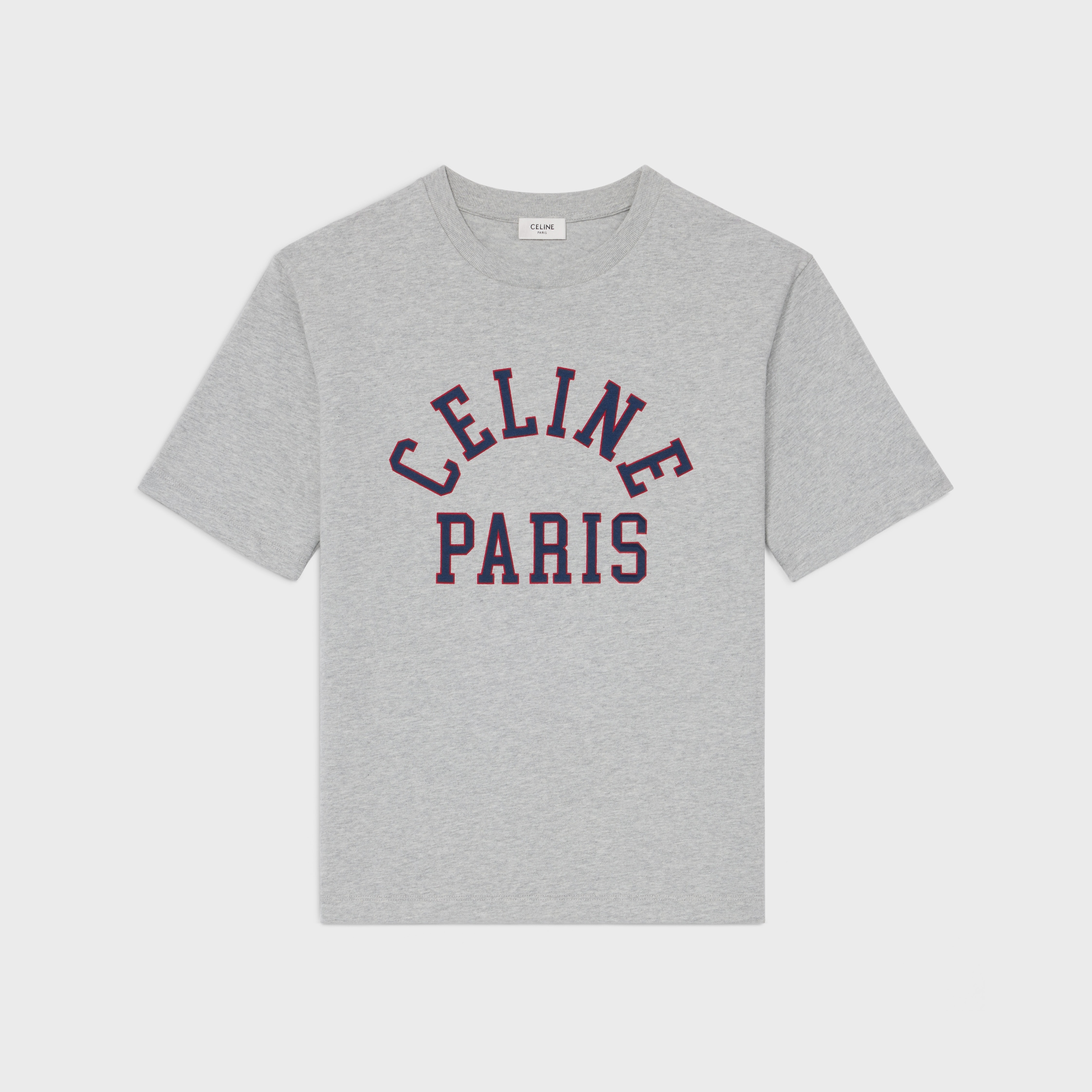 loose t-shirt IN cotton jersey - GREY MELANGE / BLUE / RED | CELINE