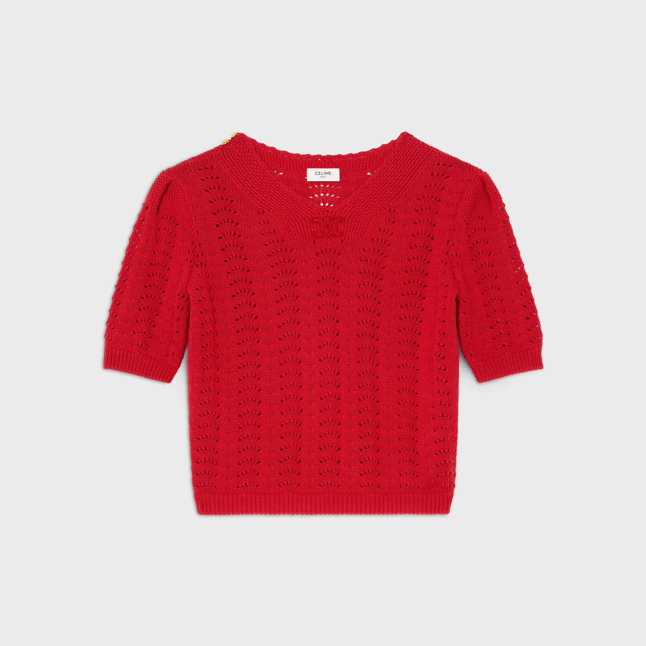Top AUS Baumwollpointelle - LEUCHTENDES ROT | CELINE