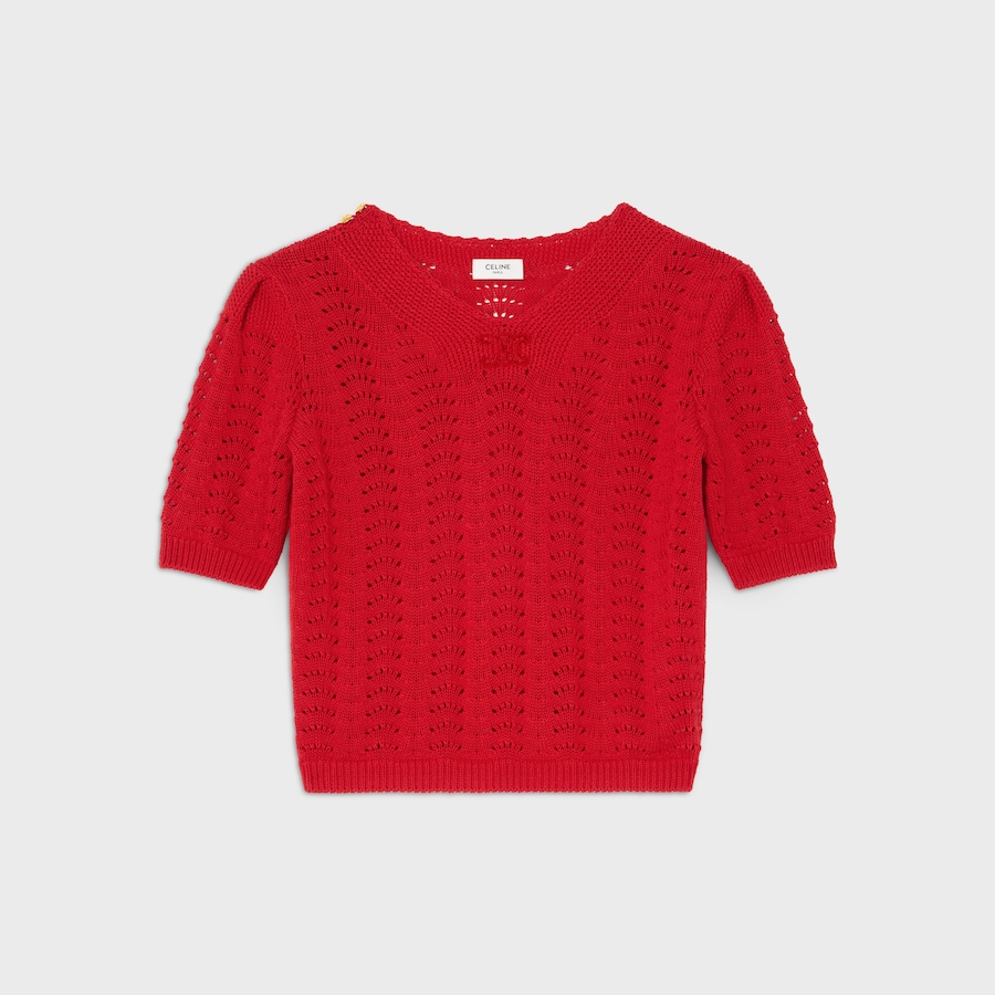 top IN cotton pointelle - BRIGHT RED | CELINE