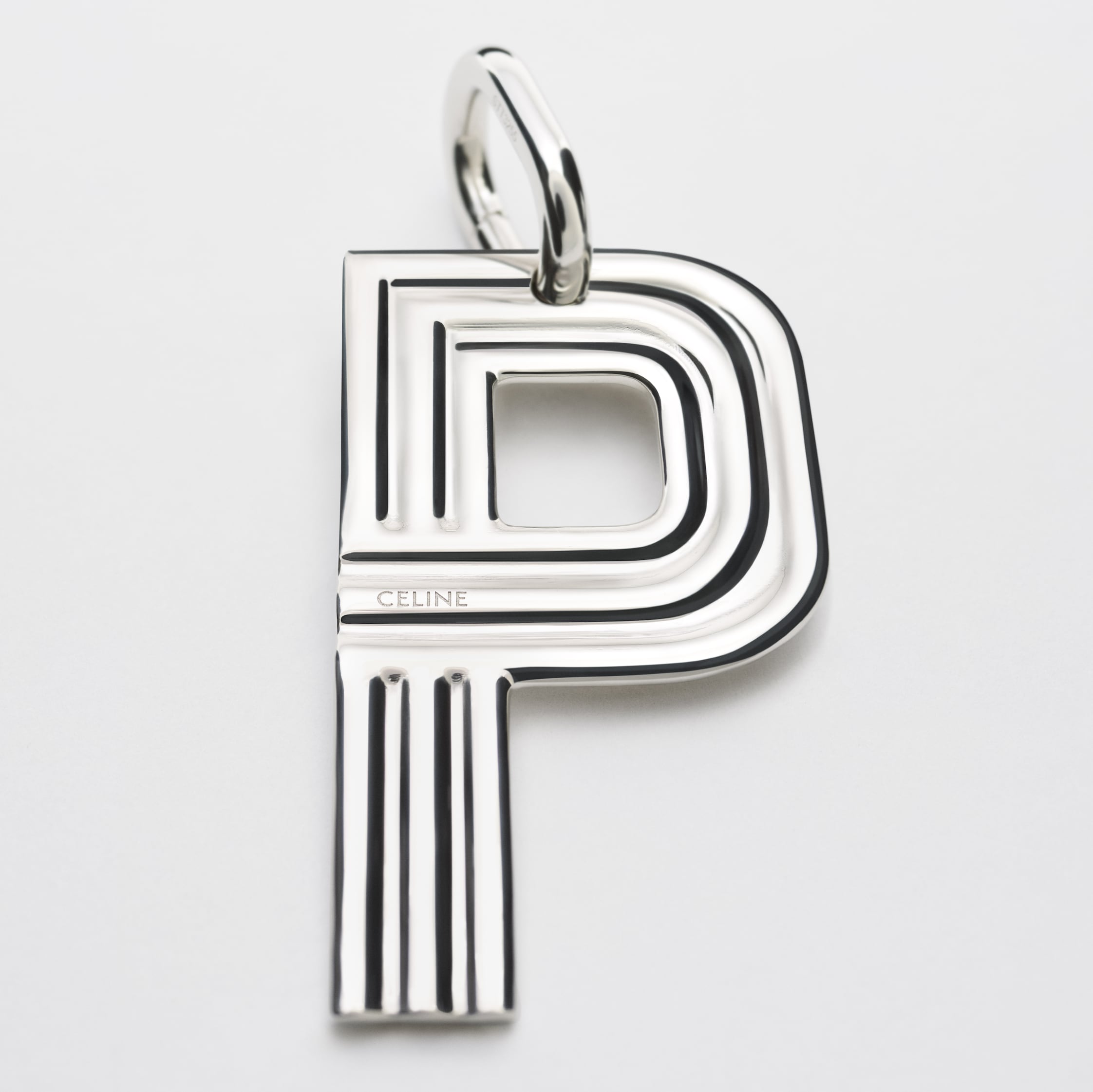 ALPHABET CHARMS P LETTER IN BRASS WITH RHODIUM FINISH - SILVER | CELINE