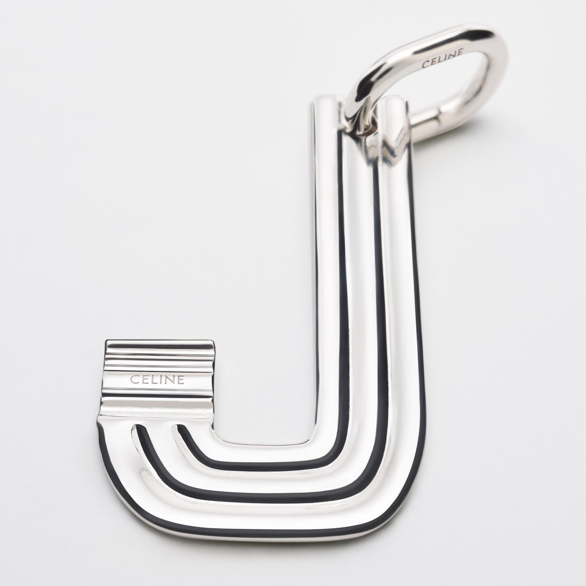 ALPHABET CHARMS J LETTER IN BRASS WITH RHODIUM FINISH - SILVER | CELINE