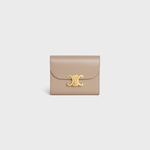 Small Flap Wallet TRIOMPHE IN Shiny calfskin - SAFARI | CELINE