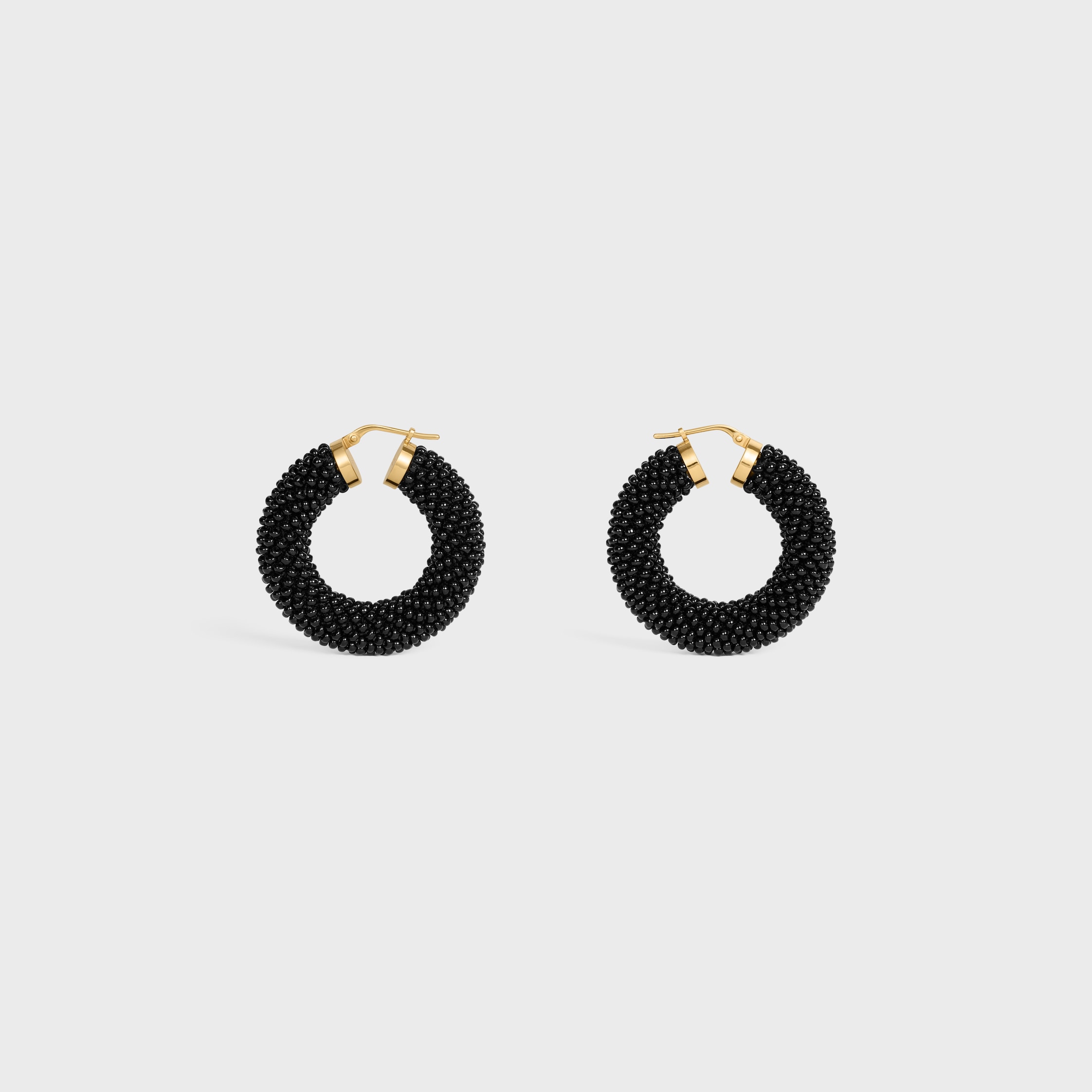 Celine Défilé Bold Hoops in Glass Beads and Brass with Gold Finish ...
