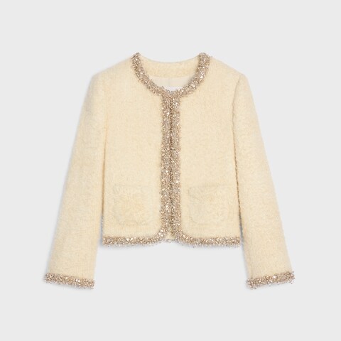 embroidered chelsea jacket IN silk natté - CHARDONNAY | CELINE