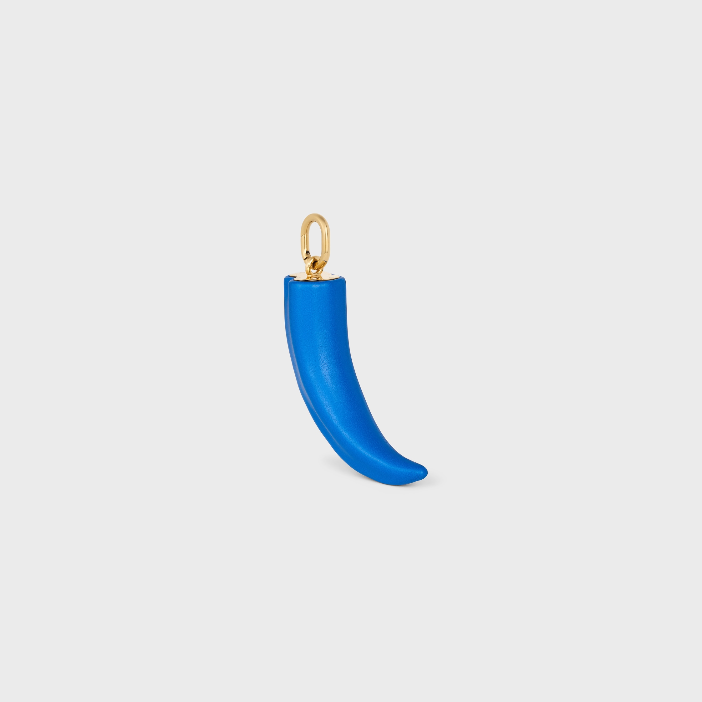 CHARMS SMALL HORN IN RESIN, LEATHER AND BRASS WITH GOLD FINISH - BLUE ...