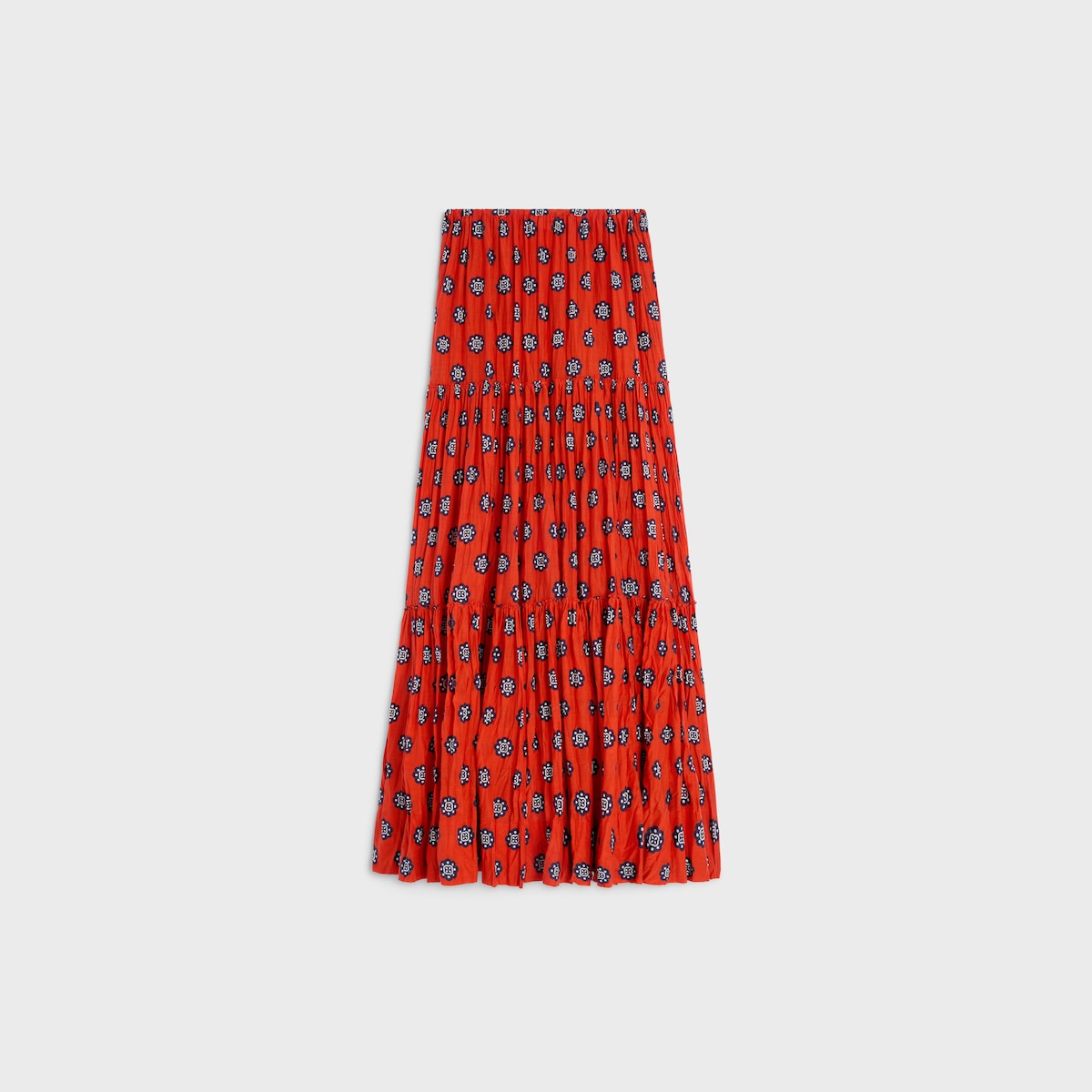 skirt IN printed cotton and silk voile - VERMILLION/NAVY/CHALK | CELINE