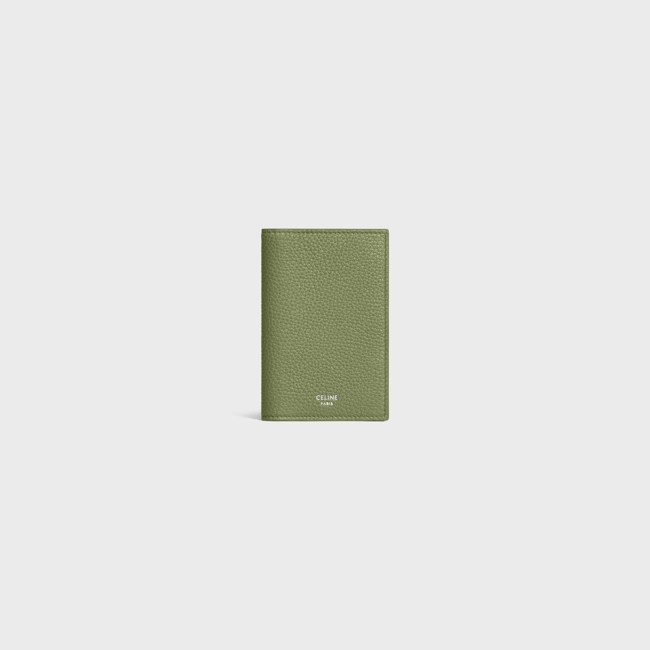 VERTICAL CARD HOLDER IN GRAINED CALFSKIN - LIGHT KHAKI | CELINE