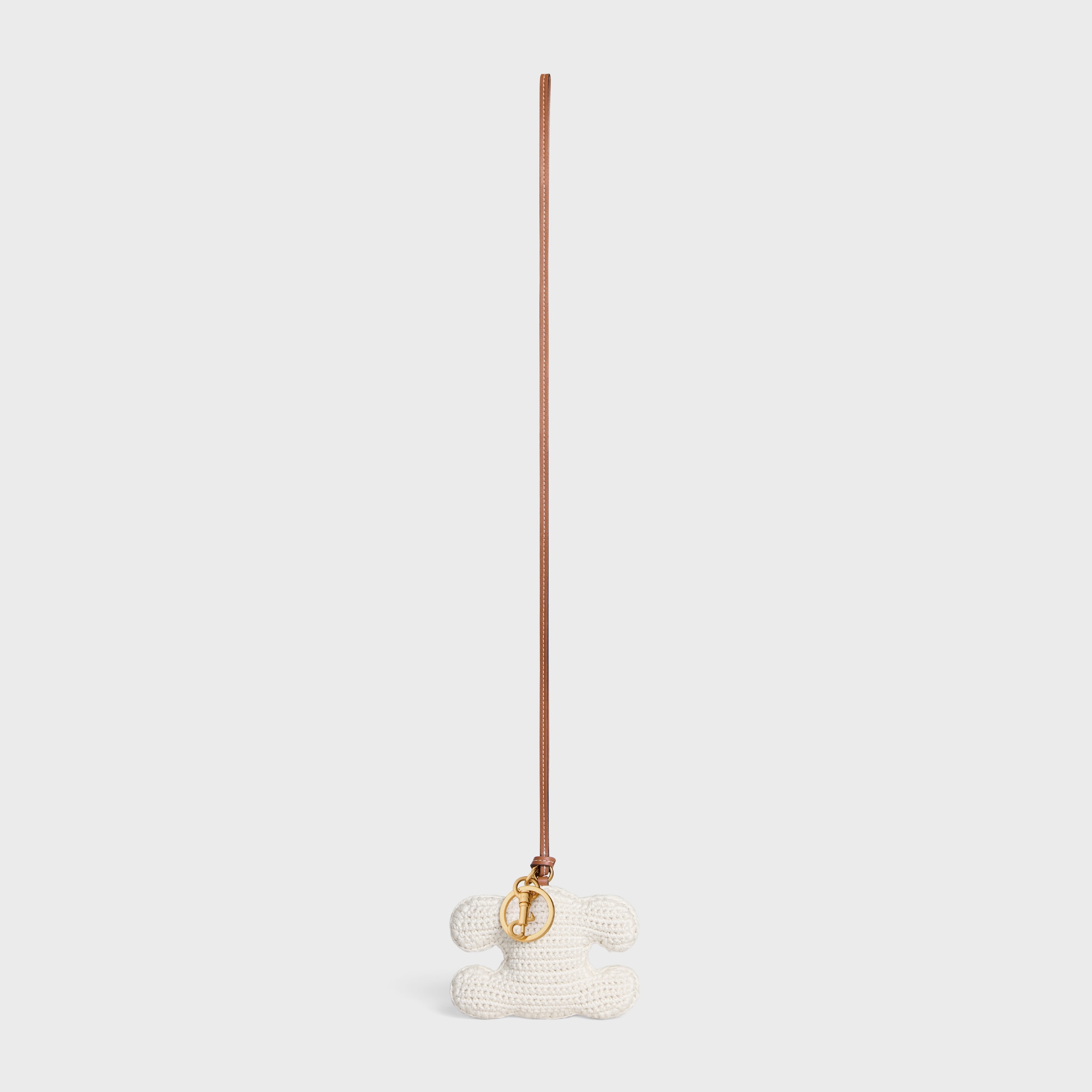 TRIOMPHE pom-pom keyring in COTTON CROCHET with Gold Finishing ...
